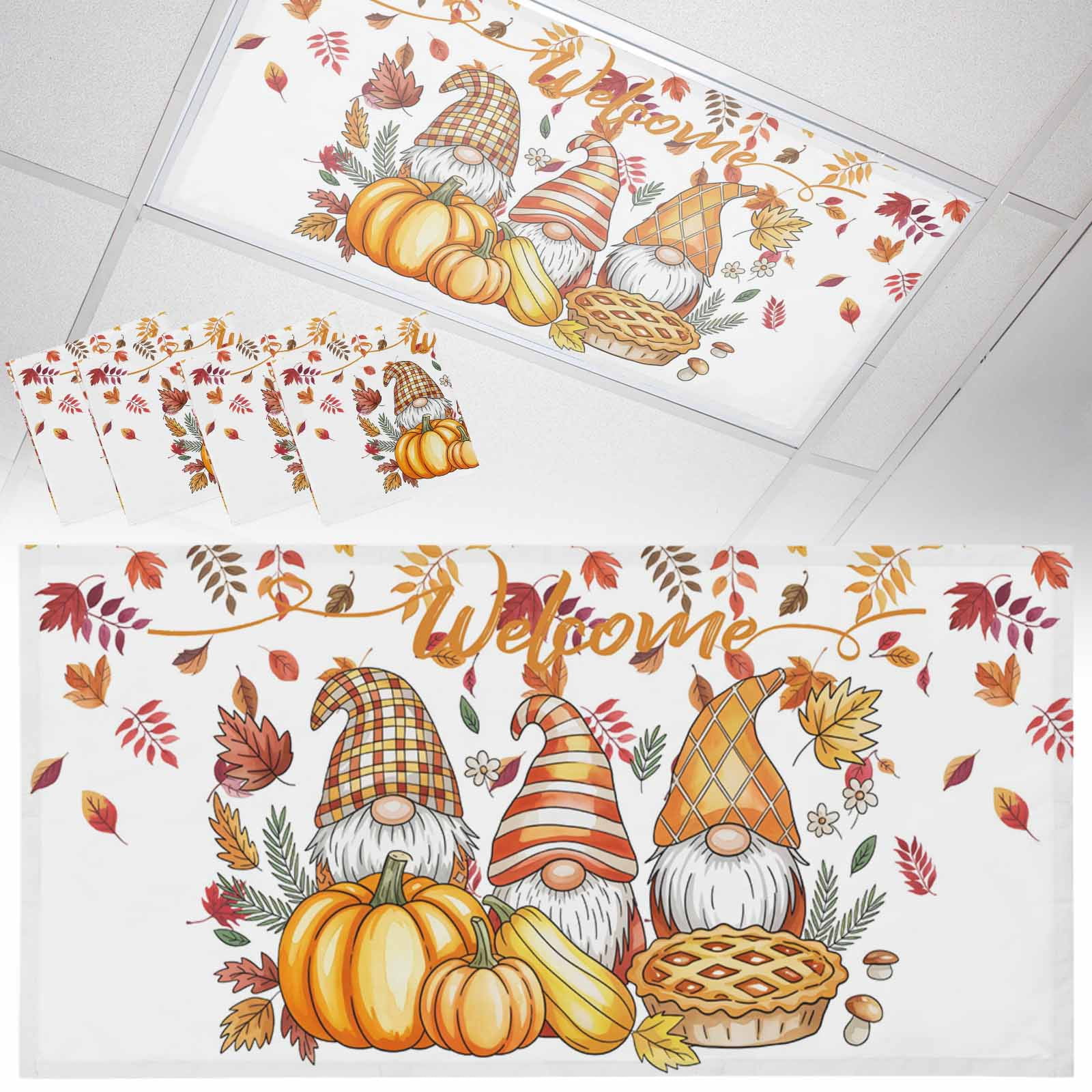 Fall Fluorescent Light Covers for Ceiling Lights Gnome Pumpkin Light ...