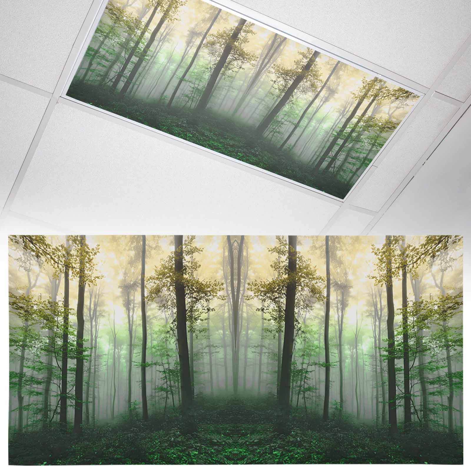 Fall Fluorescent Light Covers for Ceiling Lights Green Yellow Forest ...
