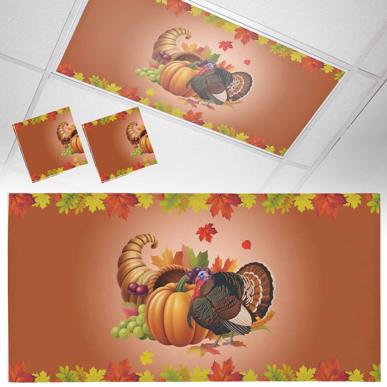 Fall Fluorescent Light Covers for Ceiling Lights Harvest Orange Pumpkin ...
