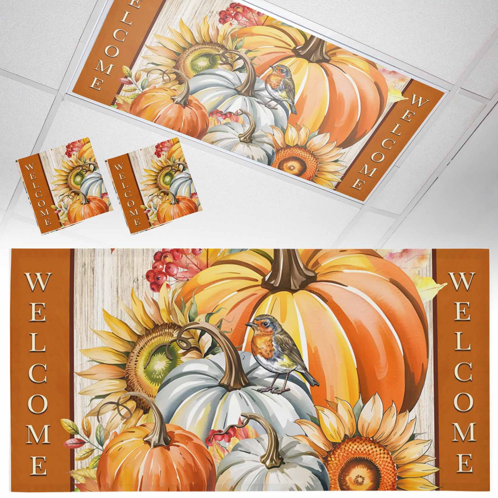 Fall Fluorescent Light Covers for Ceiling Lights Harvest Pumpkin Light ...