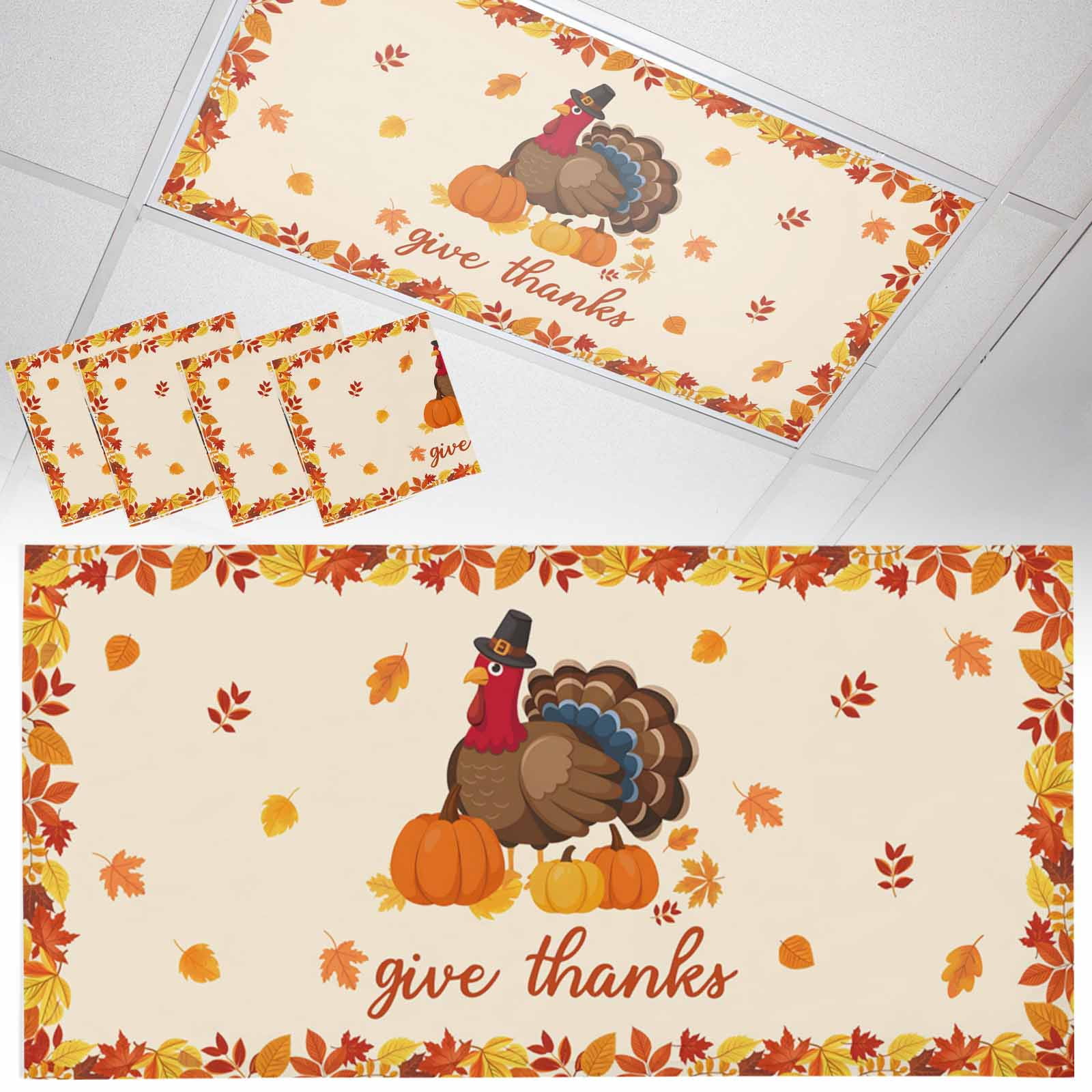 Fall Fluorescent Light Covers for Ceiling Lights Harvest Pumpkin Turkey ...