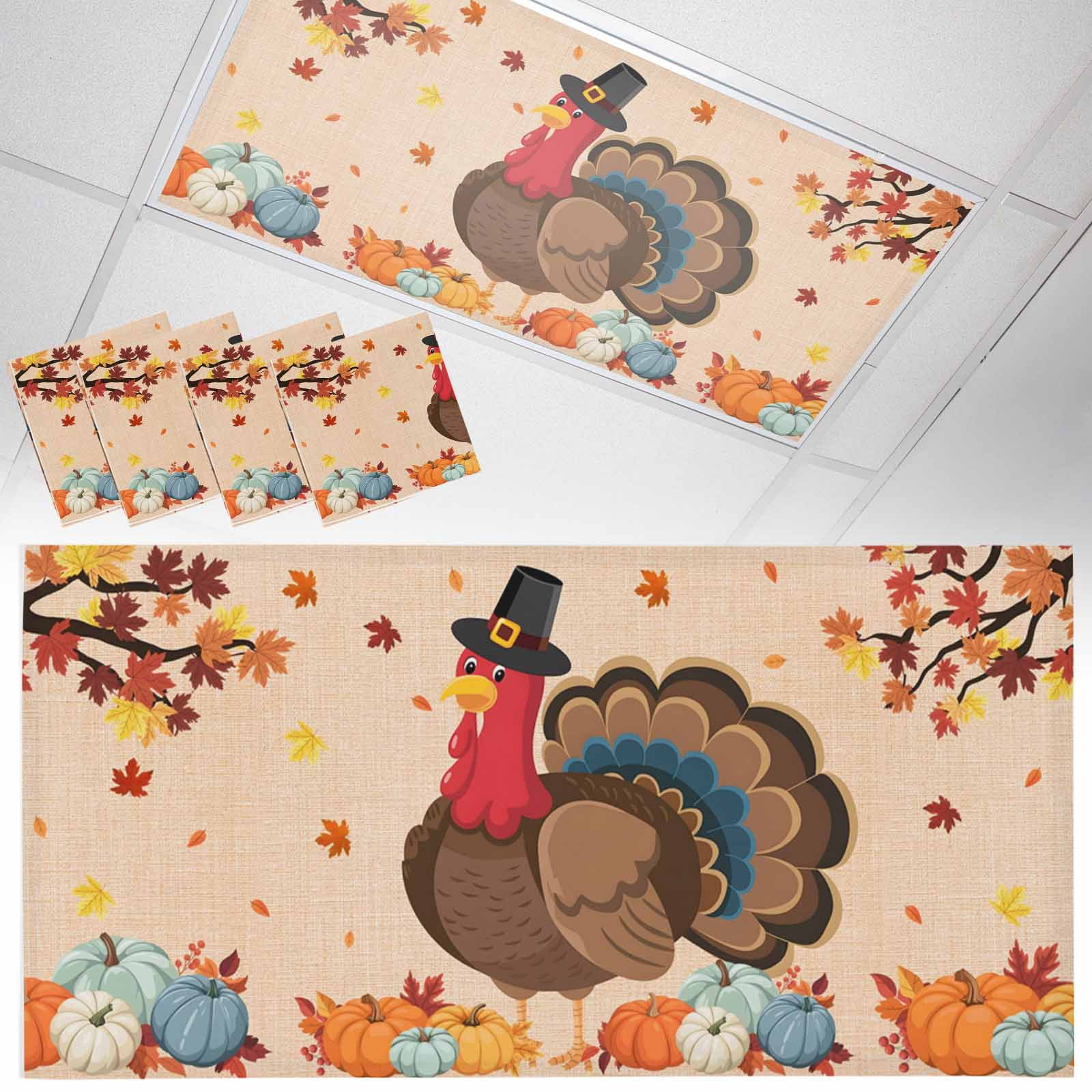 Fall Fluorescent Light Covers for Ceiling Lights Harvest Pumpkin Turkey ...