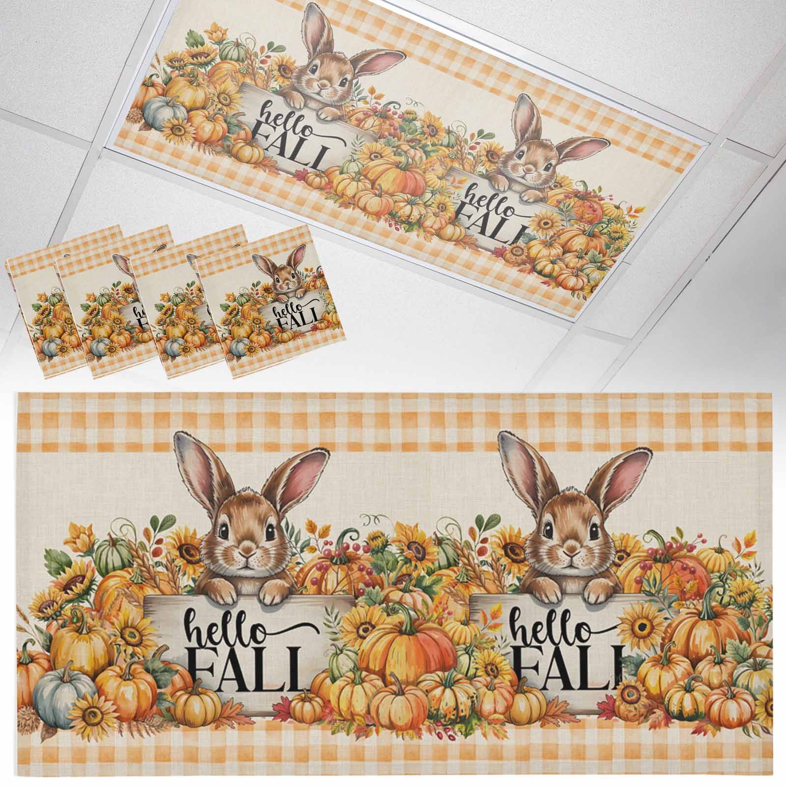 Fall Fluorescent Light Covers for Ceiling Lights Hello Fall Bunny Light ...
