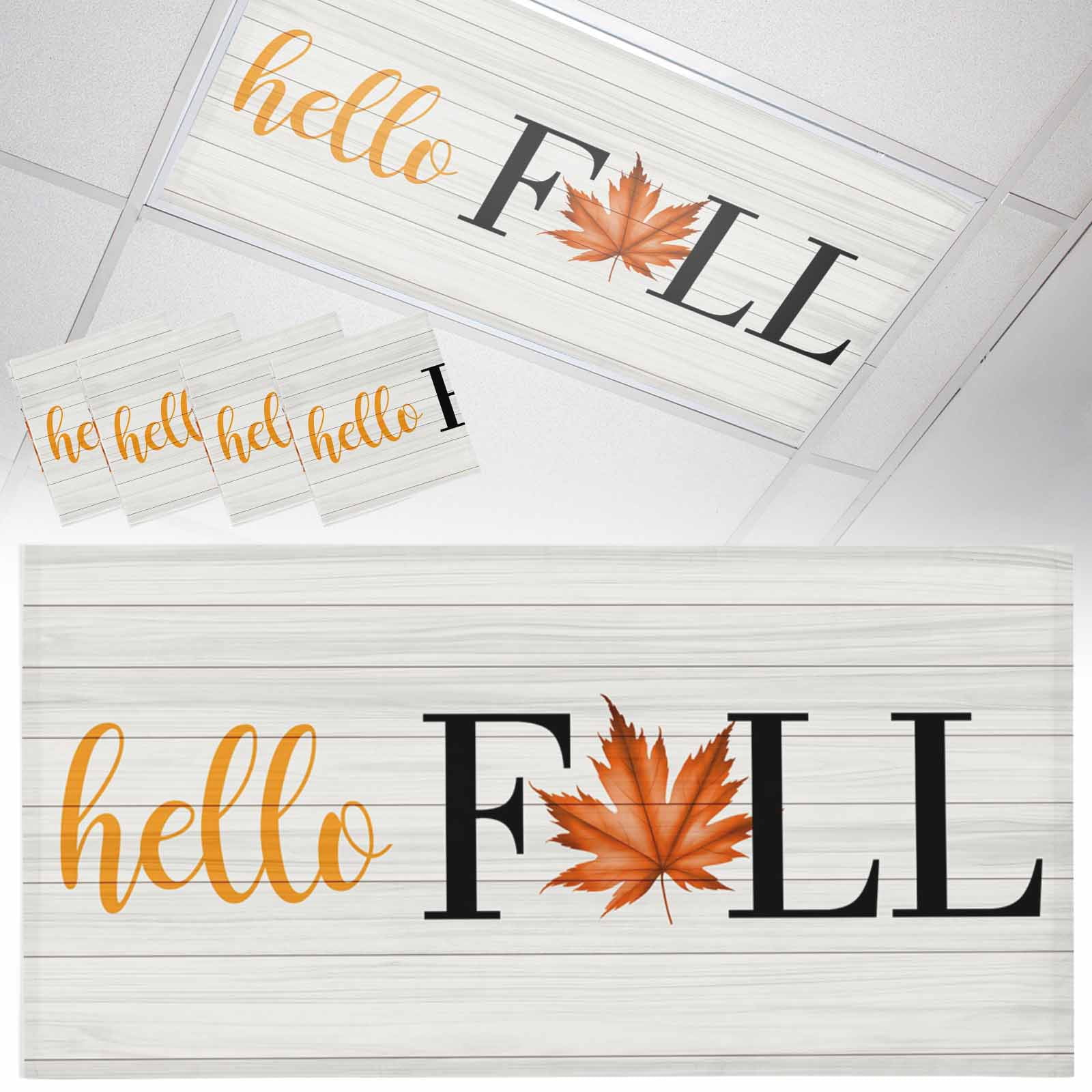 Fall Fluorescent Light Covers for Ceiling Lights Hello Fall Orange ...