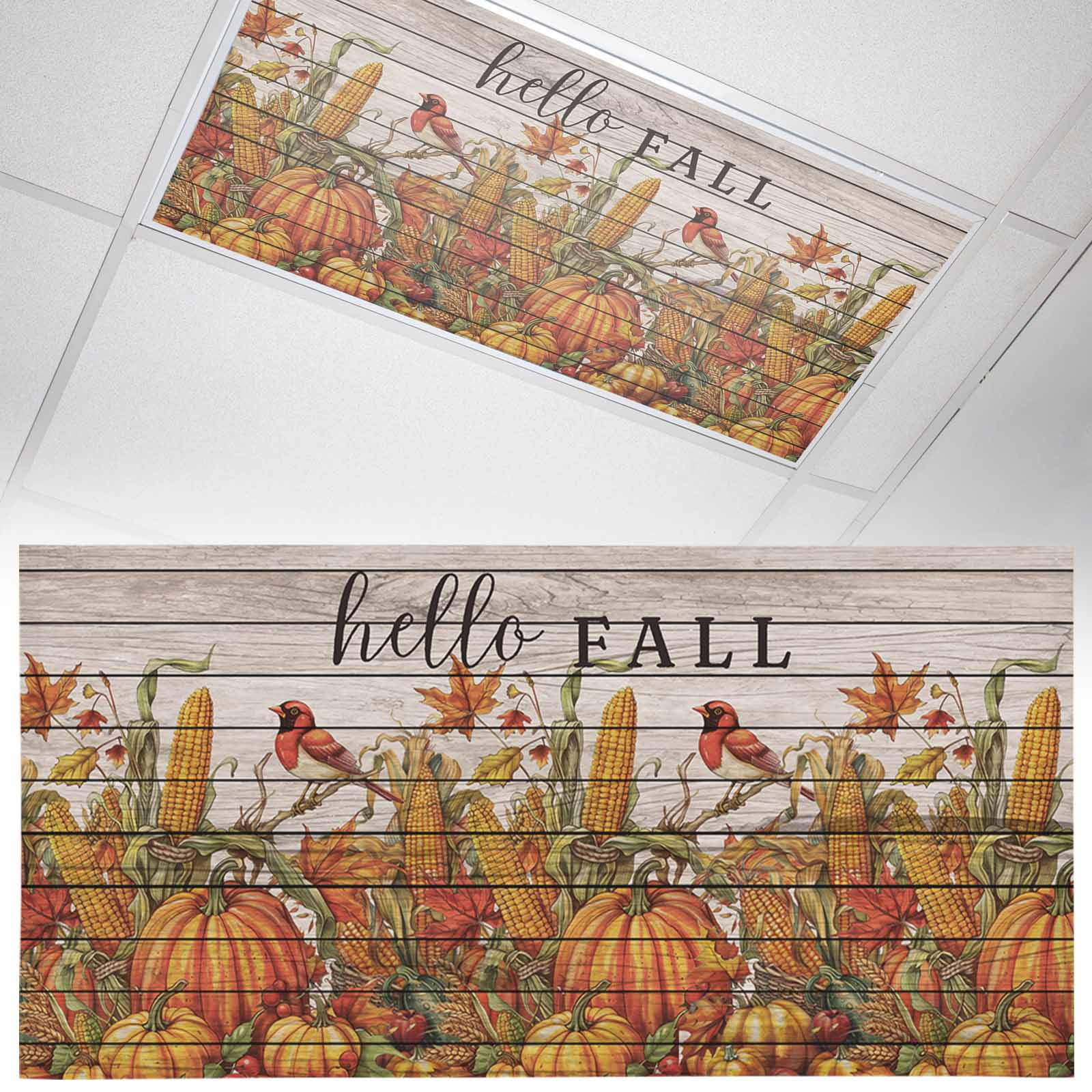 Fall Fluorescent Light Covers for Ceiling Lights Maple Leaf Pumpkin ...