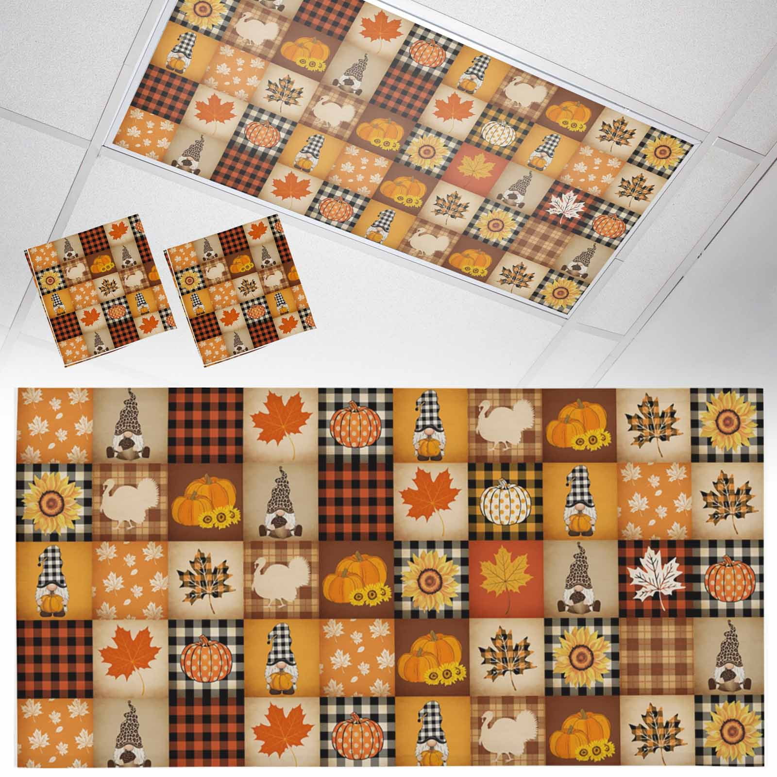 Fall Fluorescent Light Covers for Ceiling Lights Maple Leaf Turkey ...