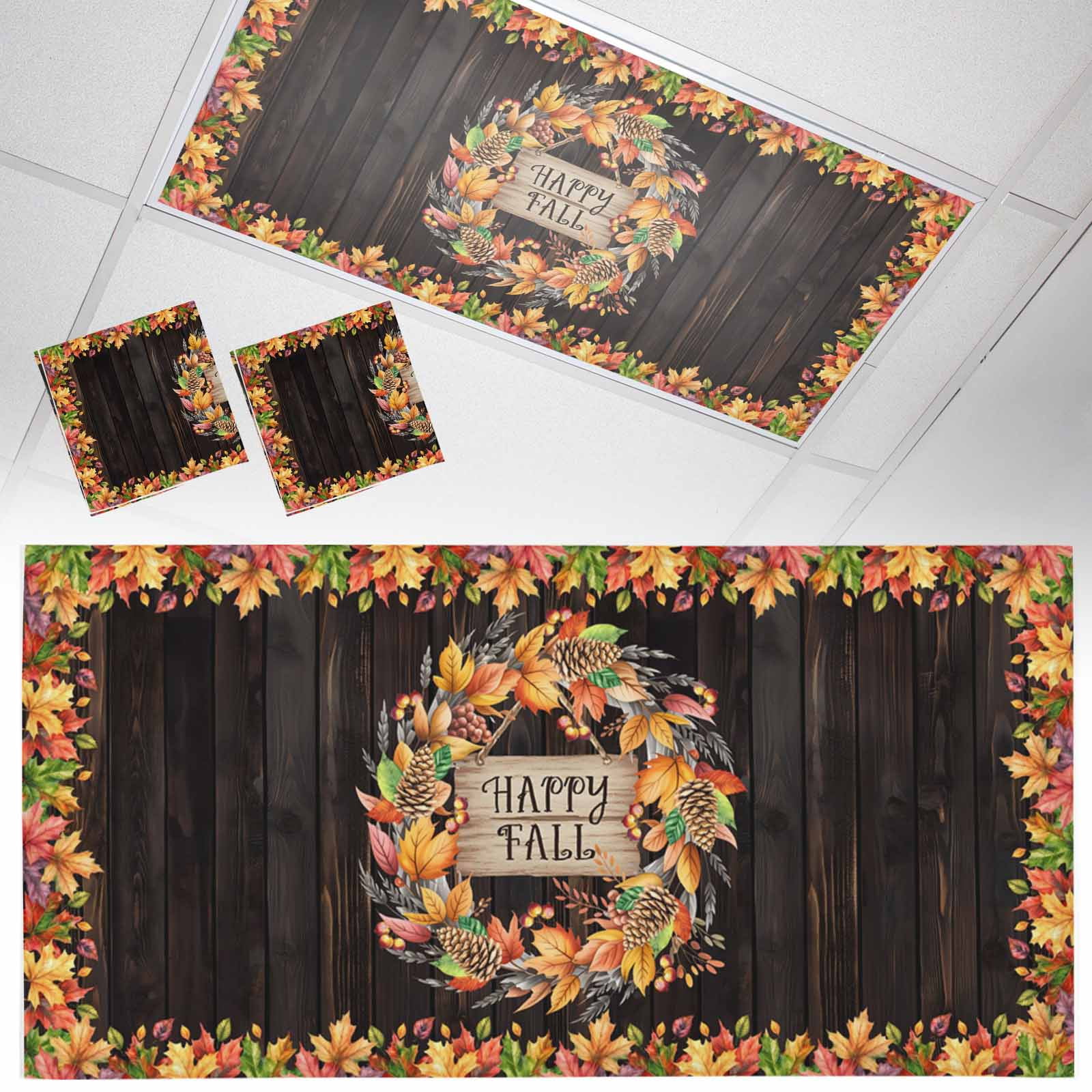 Fall Fluorescent Light Covers for Ceiling Lights Maple Leaf Wreath ...