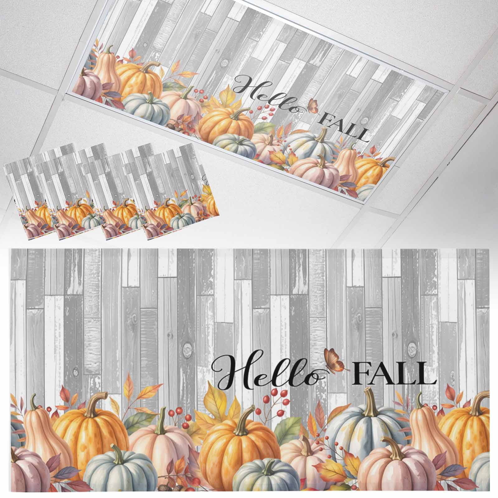 Fall Fluorescent Light Covers for Ceiling Lights Maple Leaves Pumpkin ...