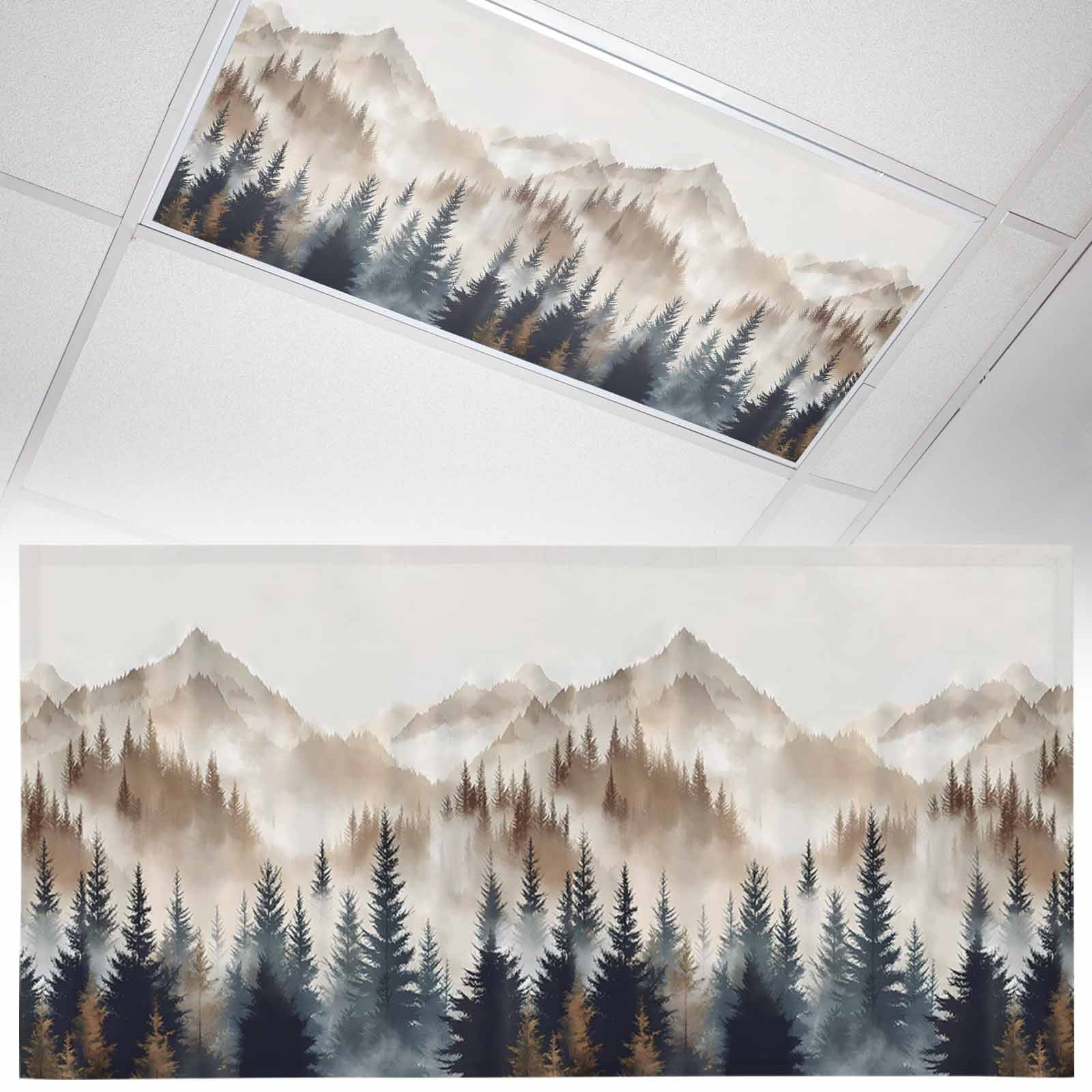 Fall Fluorescent Light Covers for Ceiling Lights Misty Mountain Peak ...