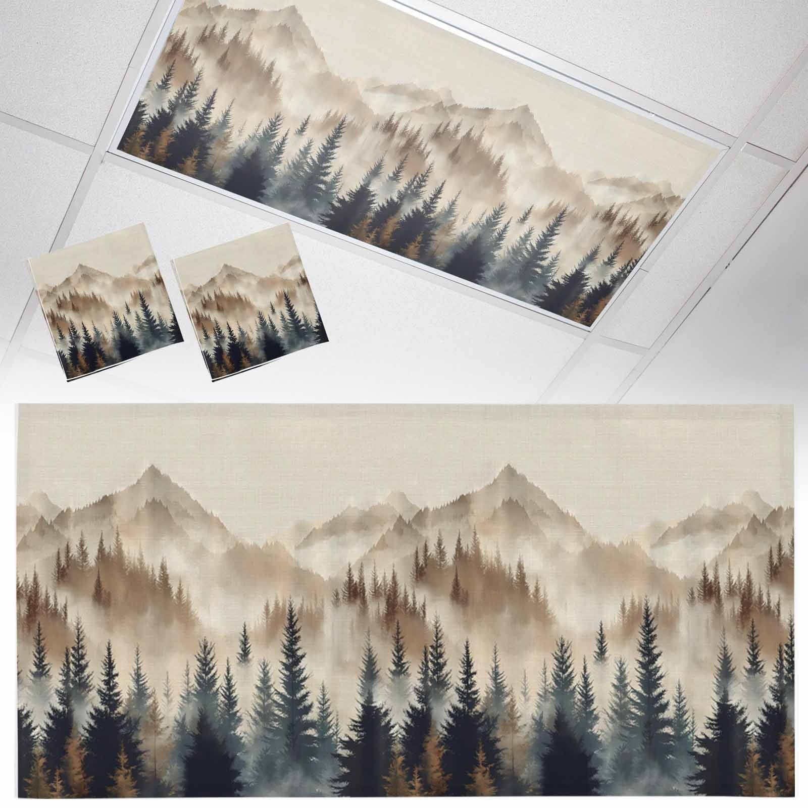 Fall Fluorescent Light Covers for Ceiling Lights Misty Mountain Peak ...