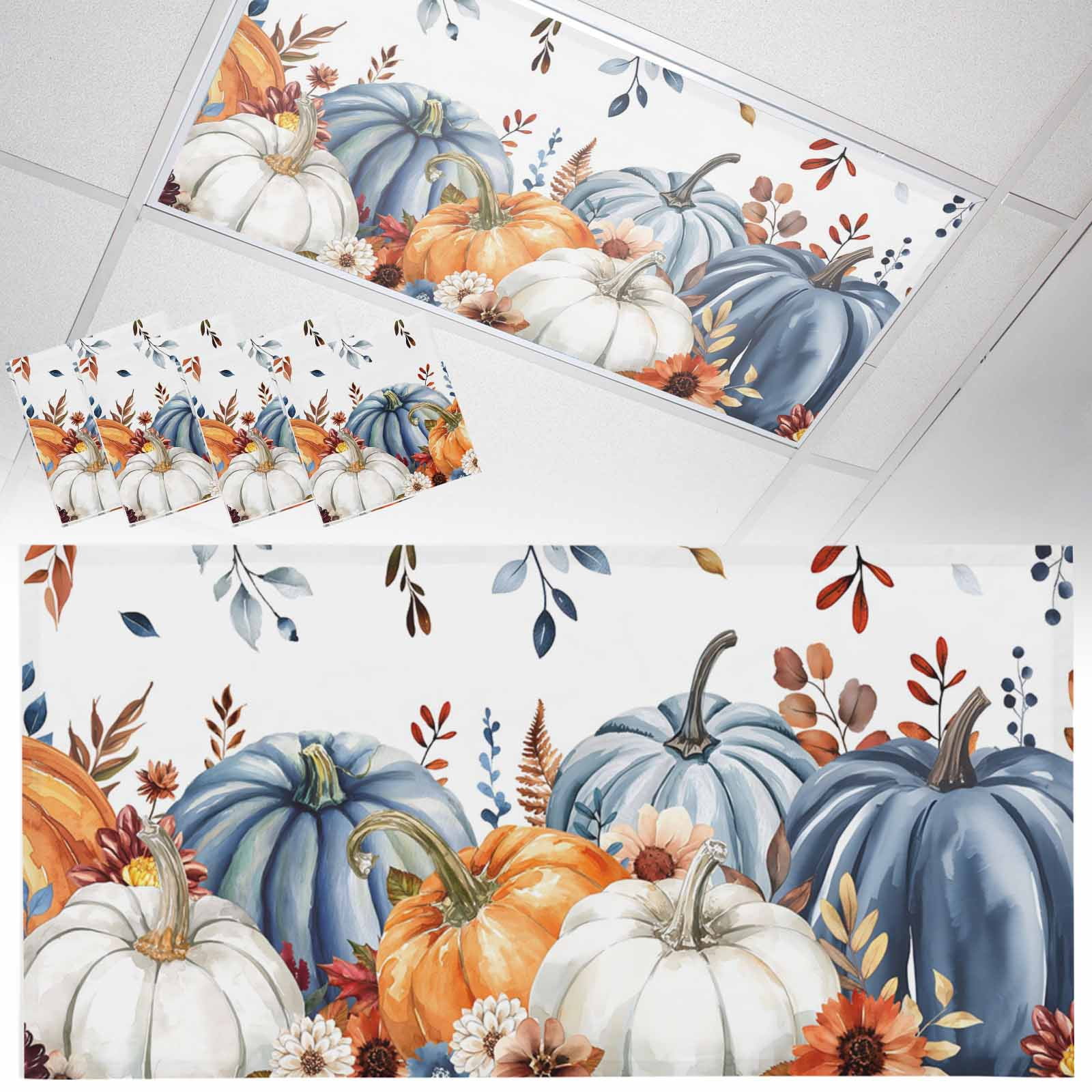 Fall Fluorescent Light Covers for Ceiling Lights Orange Blue Harvest ...