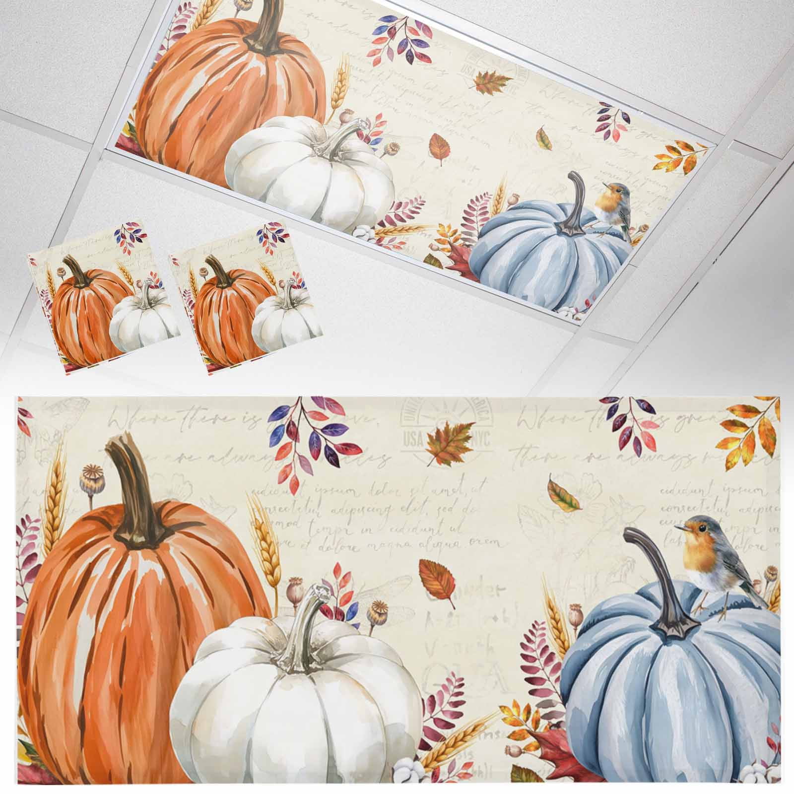 Fall Fluorescent Light Covers for Ceiling Lights Orange Blue Pumpkin ...