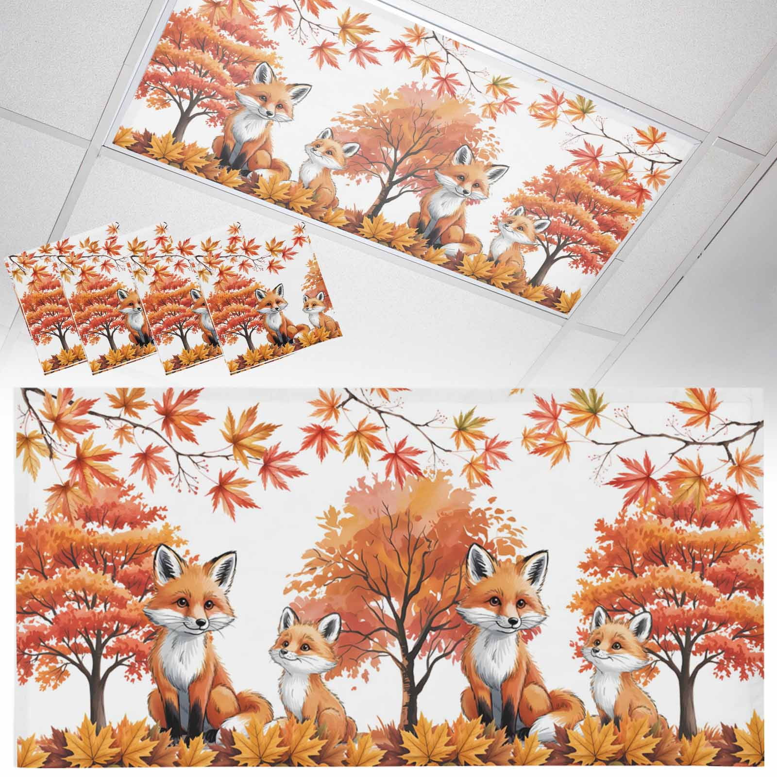 Fall Fluorescent Light Covers for Ceiling Lights Orange Fox Light ...