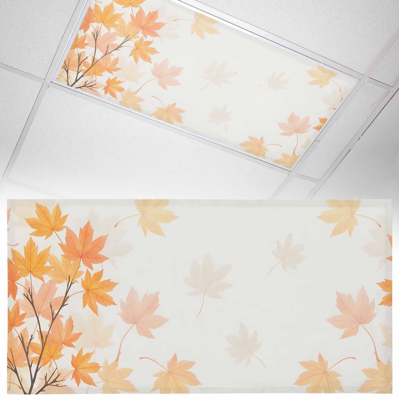 Fall Fluorescent Light Covers for Ceiling Lights Orange Maple Leaf ...