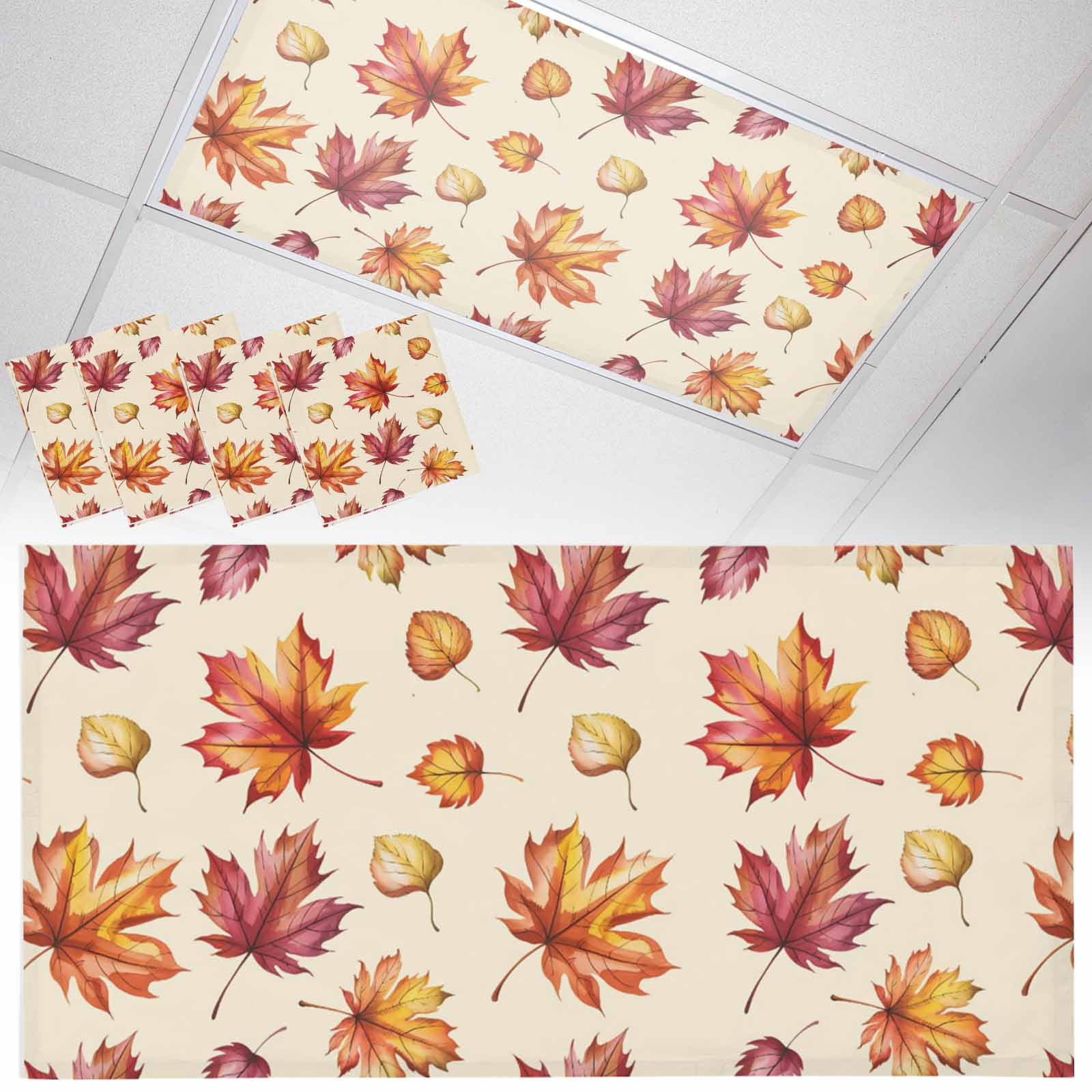Fall Fluorescent Light Covers for Ceiling Lights Orange Maple Leaf ...