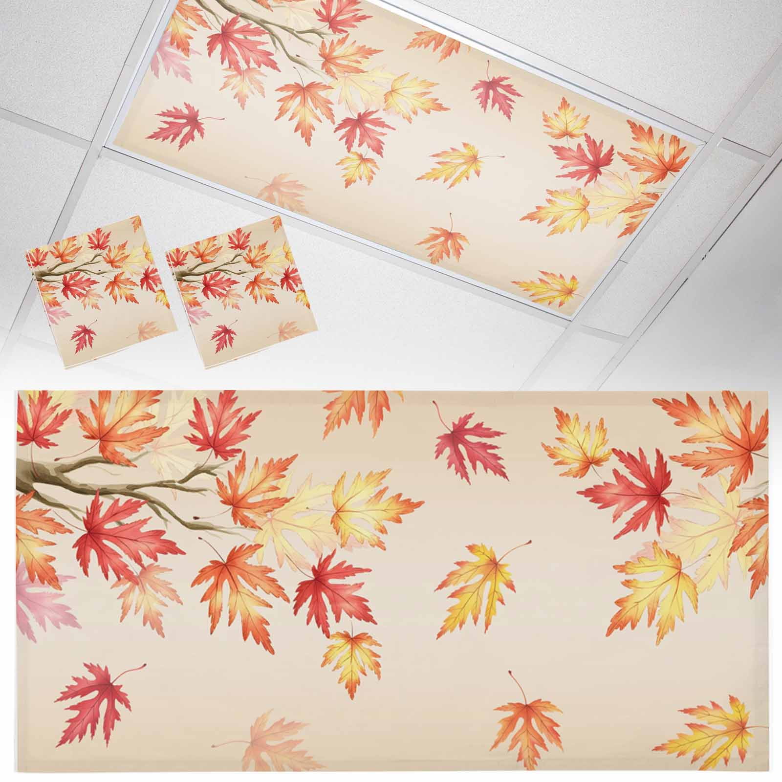 Fall Fluorescent Light Covers for Ceiling Lights Orange Maple Leaves ...