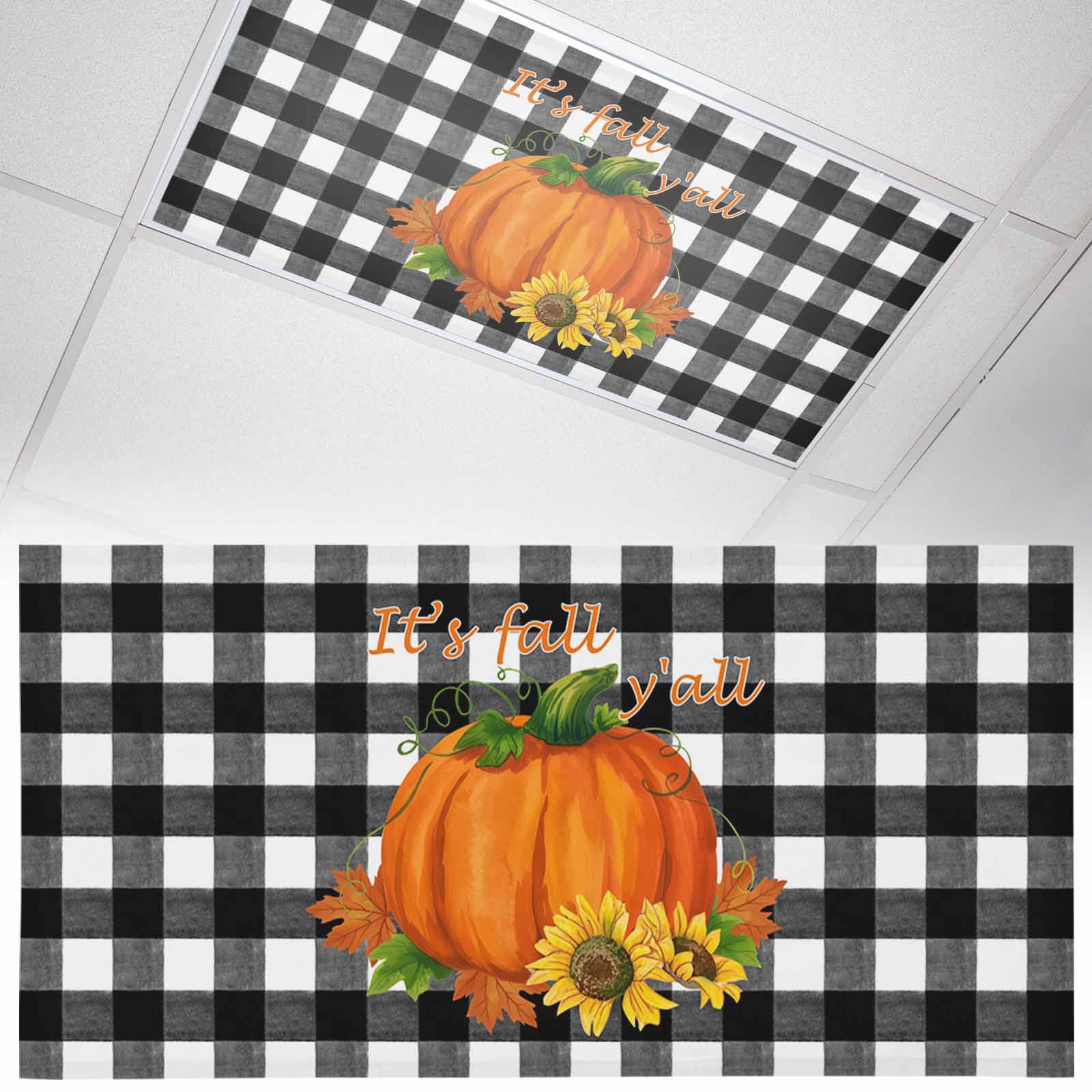 Fall Fluorescent Light Covers for Ceiling Lights Orange Pumpkin Light ...