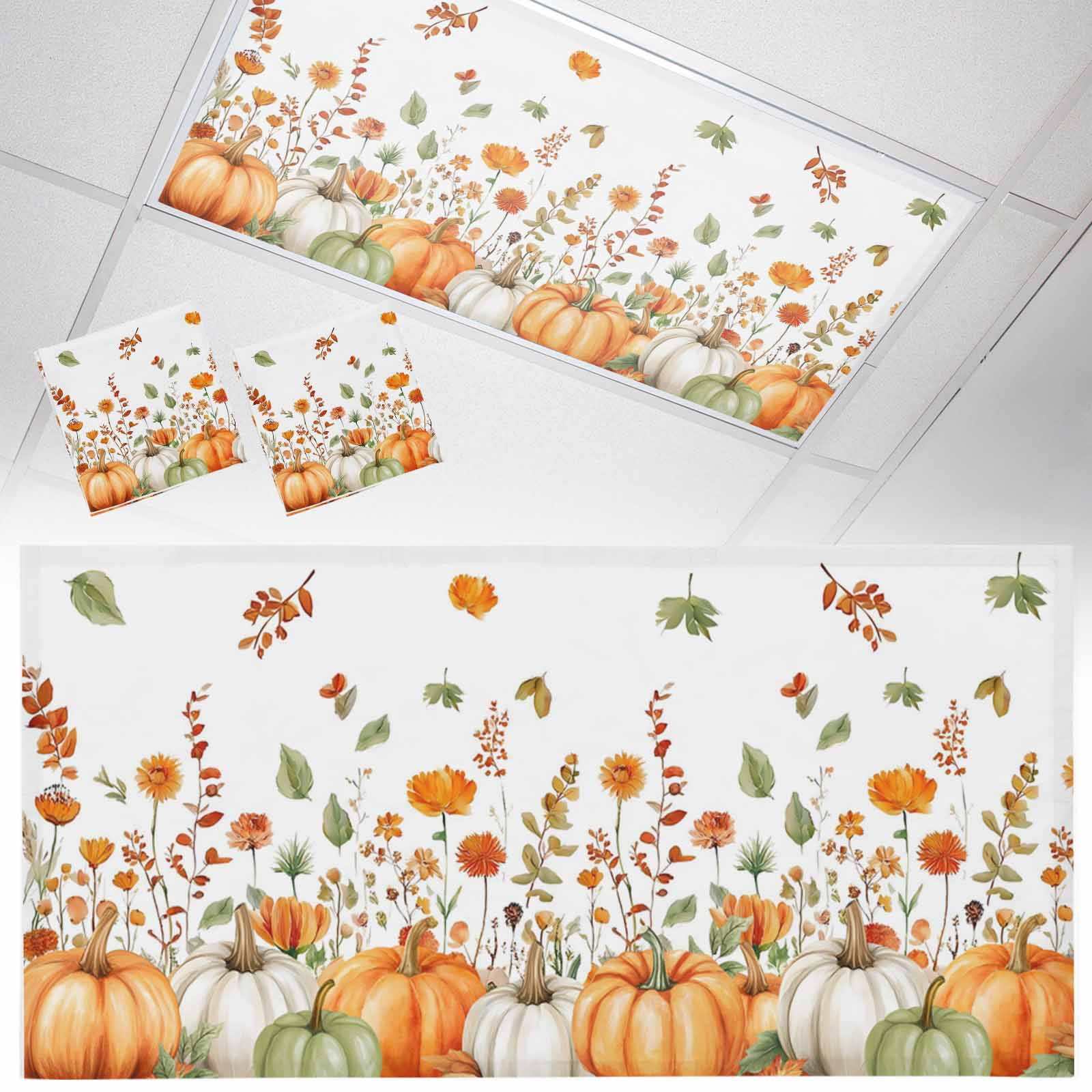 Fall Fluorescent Light Covers for Ceiling Lights Orange Pumpkin Light ...