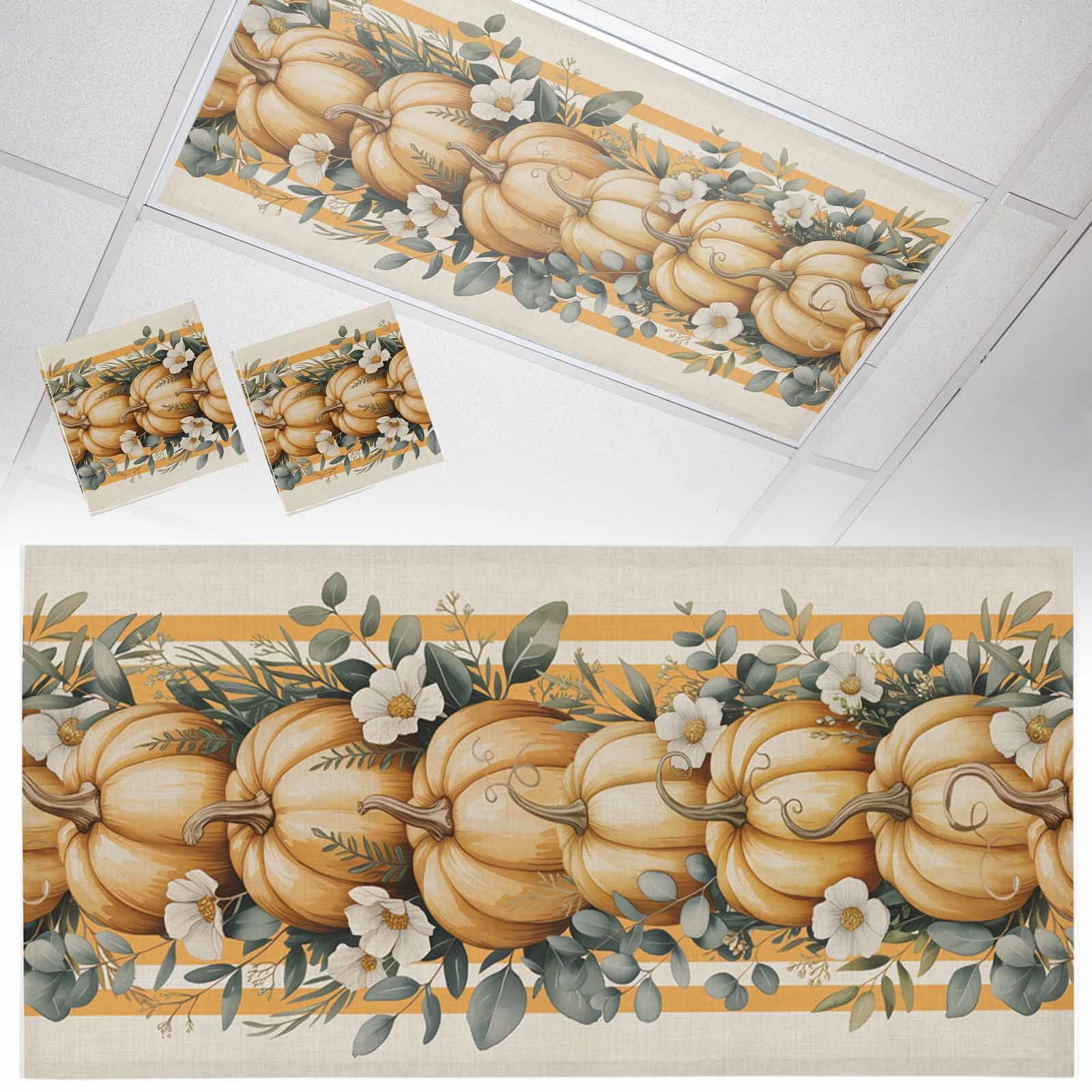 Fall Fluorescent Light Covers for Ceiling Lights Orange Pumpkin Light ...