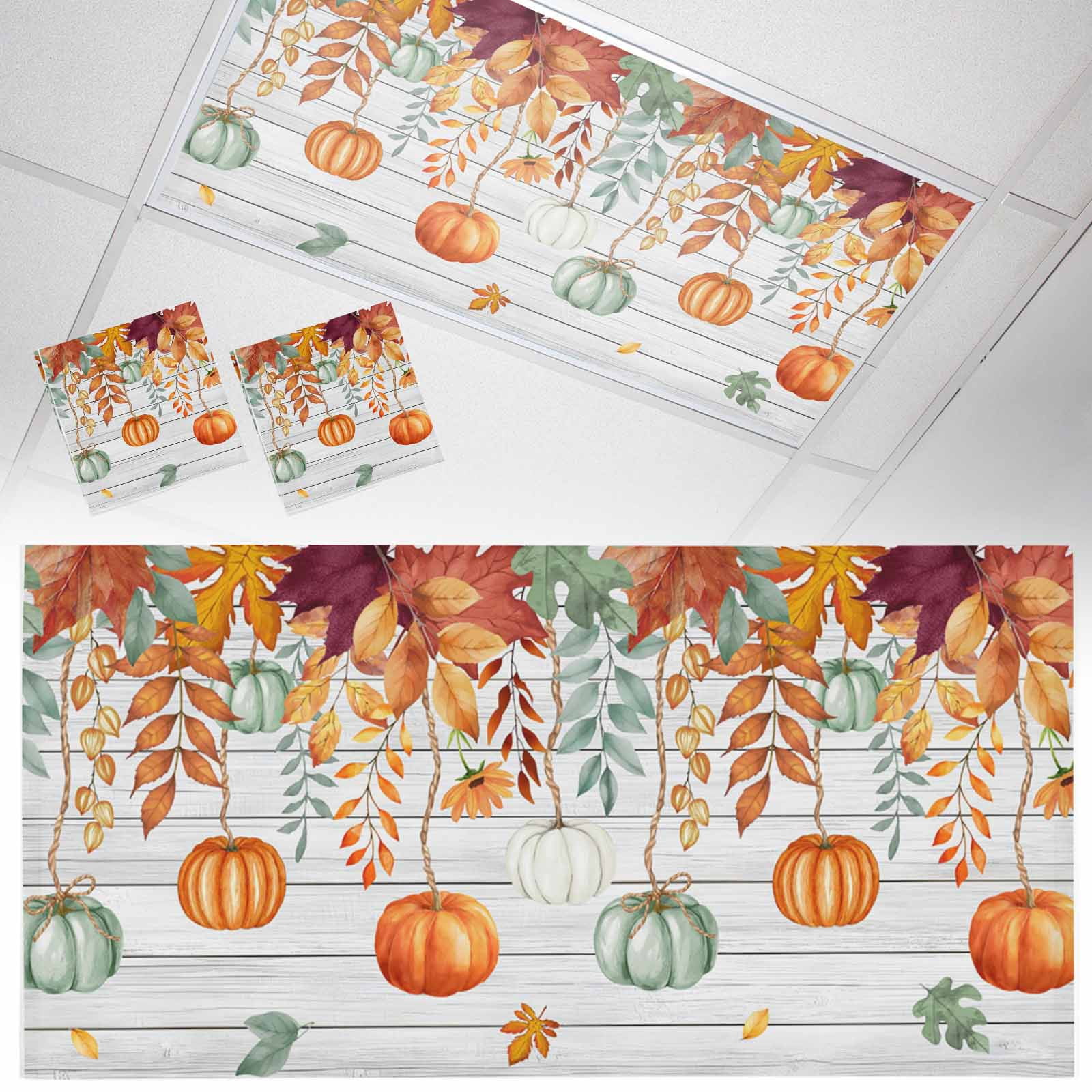 Fall Fluorescent Light Covers for Ceiling Lights Orange Pumpkin Light ...