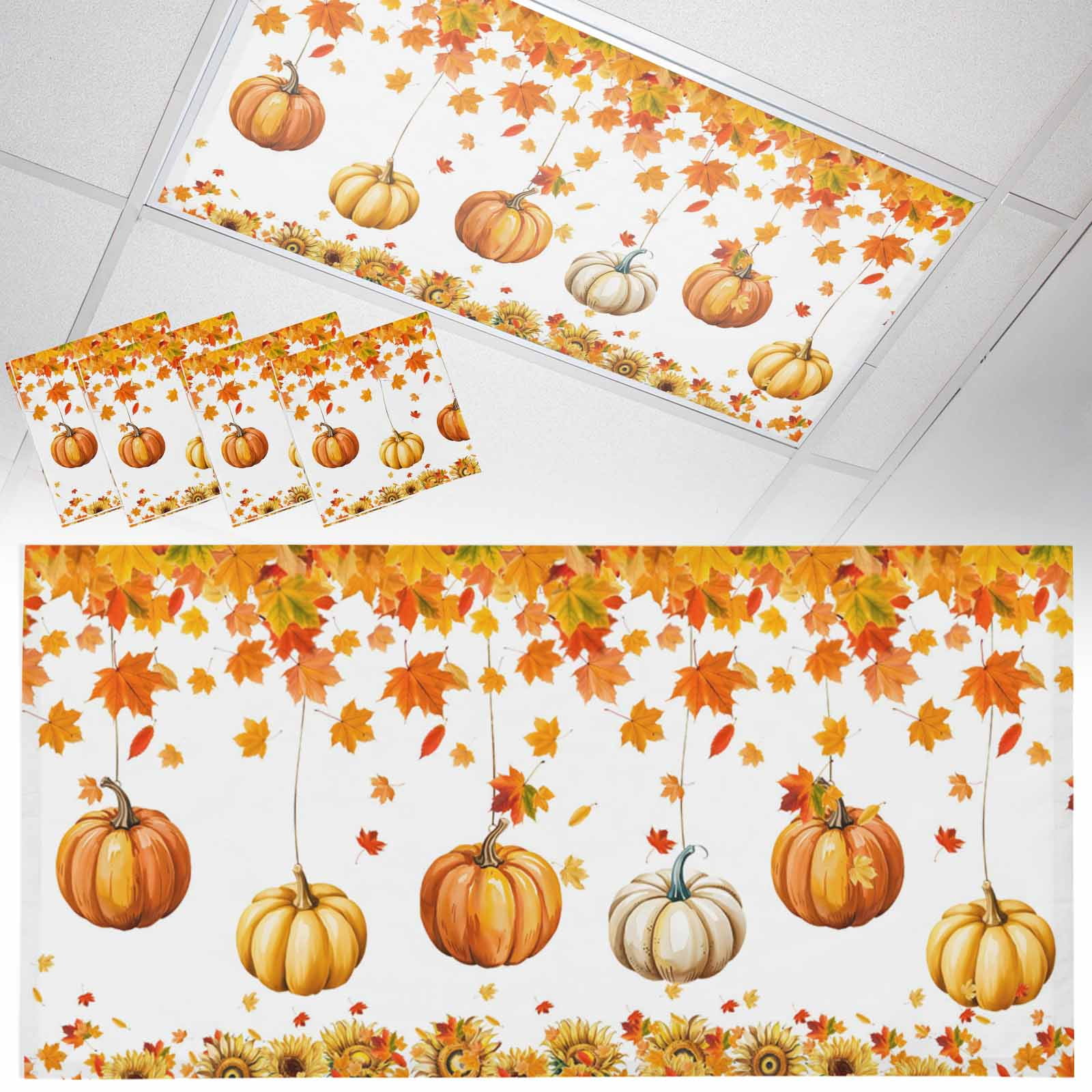 Fall Fluorescent Light Covers for Ceiling Lights Orange Pumpkin Light ...