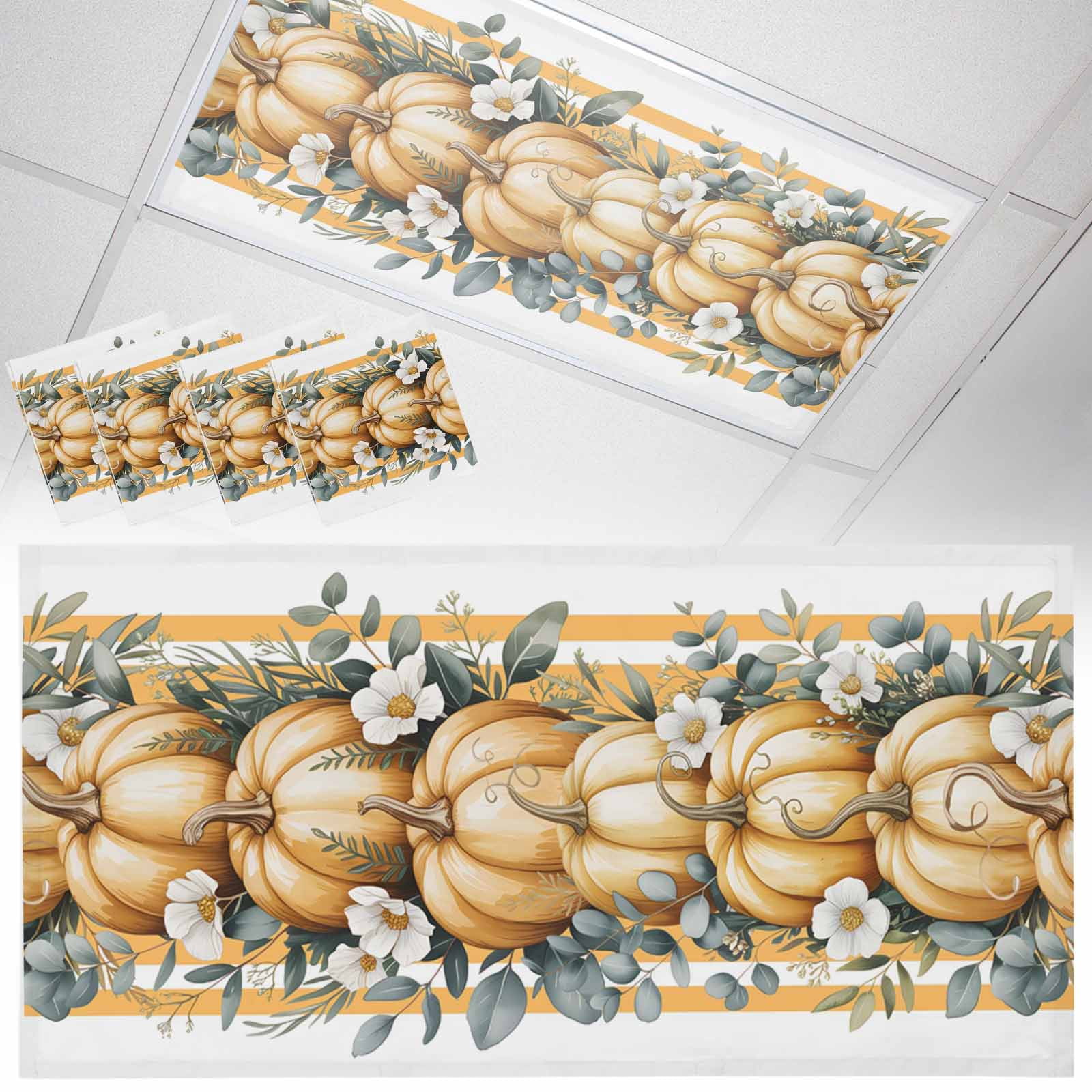 Fall Fluorescent Light Covers for Ceiling Lights Orange Pumpkin Light ...