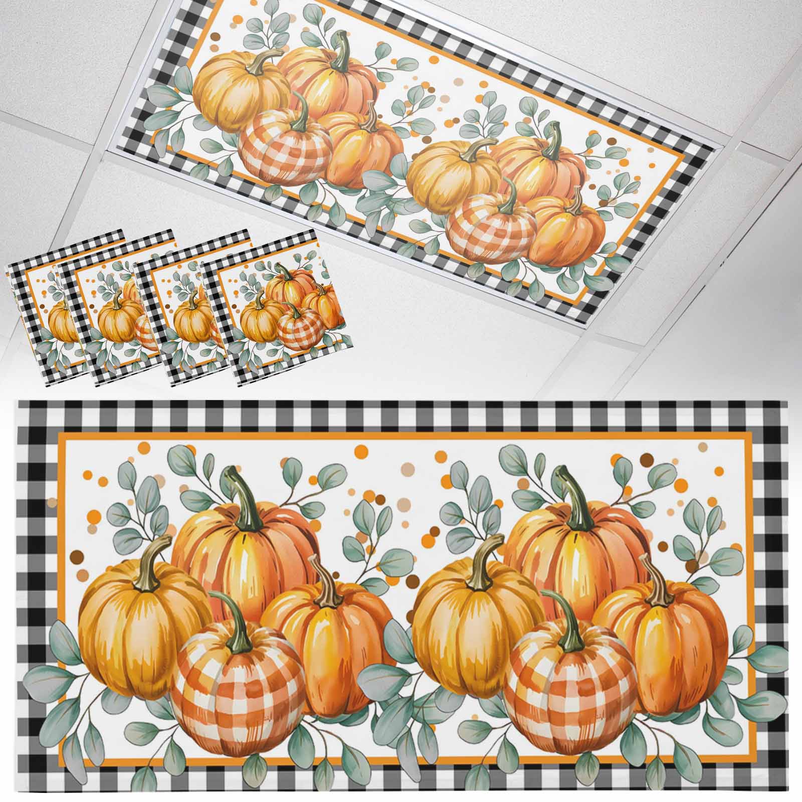 Fall Fluorescent Light Covers for Ceiling Lights Orange Pumpkin Light ...