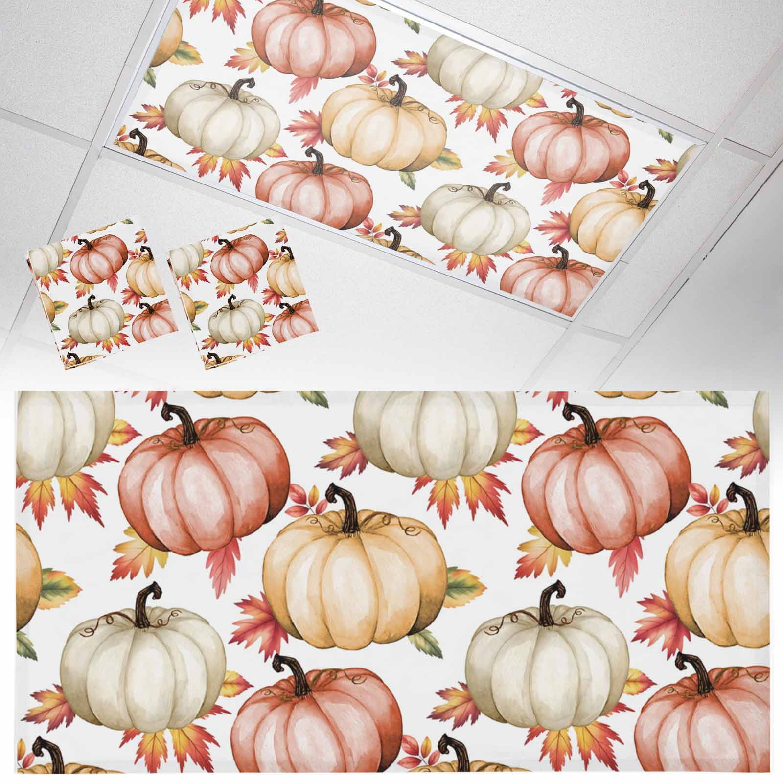 Fall Fluorescent Light Covers for Ceiling Lights Orange White Pumpkin ...