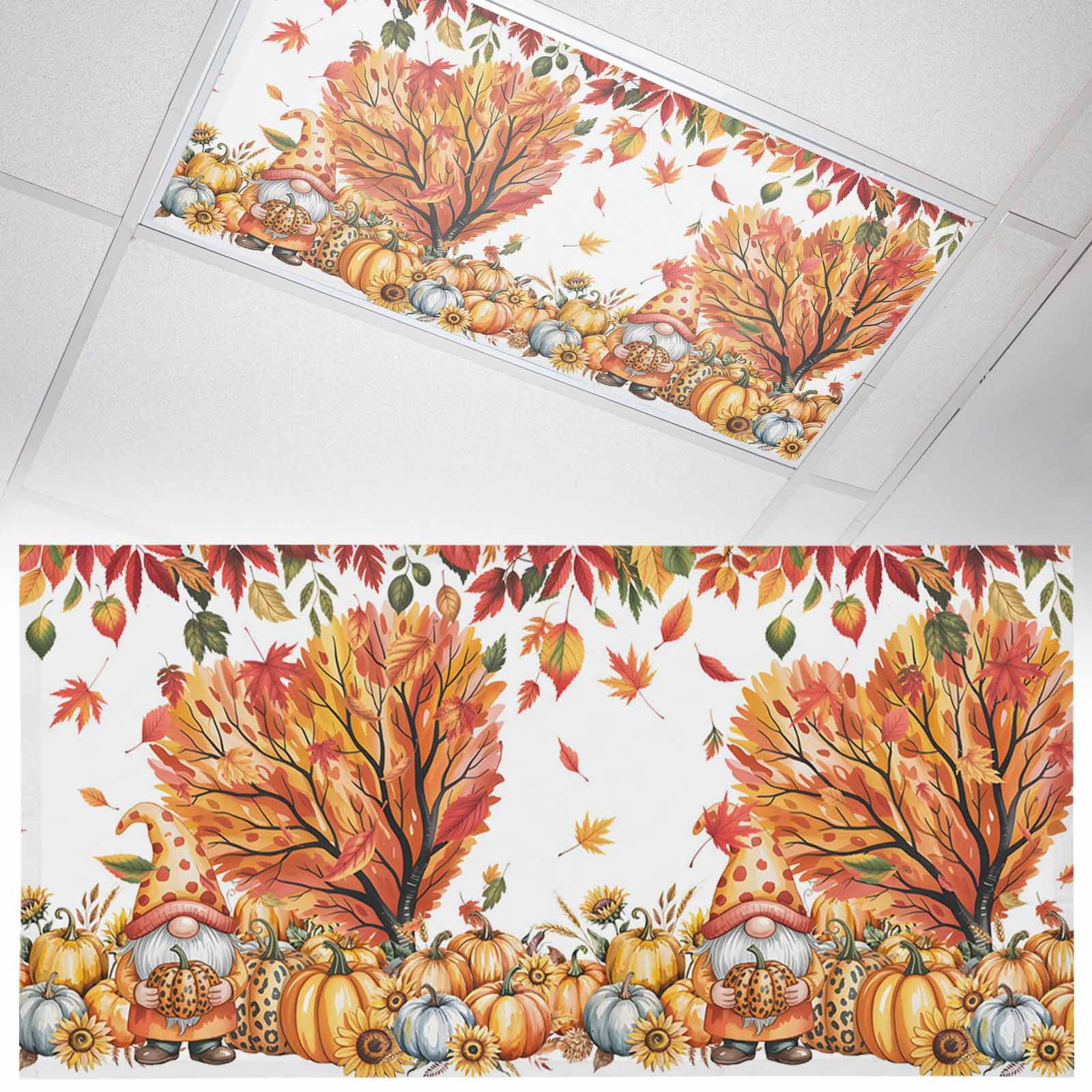 Fall Fluorescent Light Covers for Ceiling Lights Pumpkin Gnome Light ...