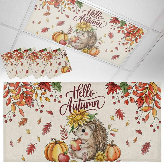 Fall Fluorescent Light Covers for Ceiling Lights Pumpkin Hedgehog Light ...