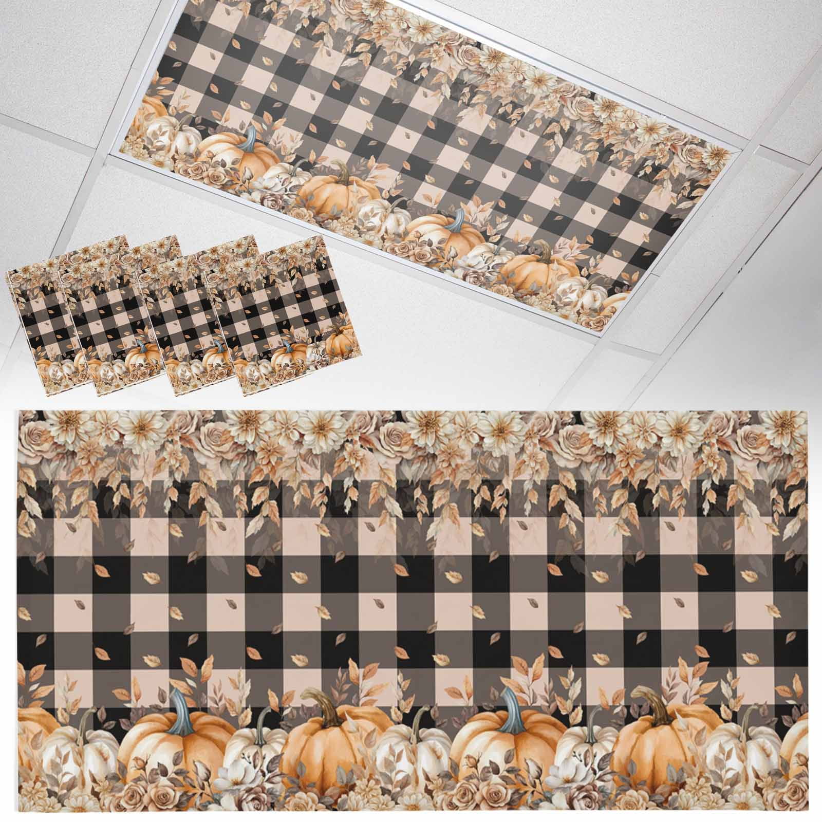 Fall Fluorescent Light Covers for Ceiling Lights Pumpkin Light Filters ...