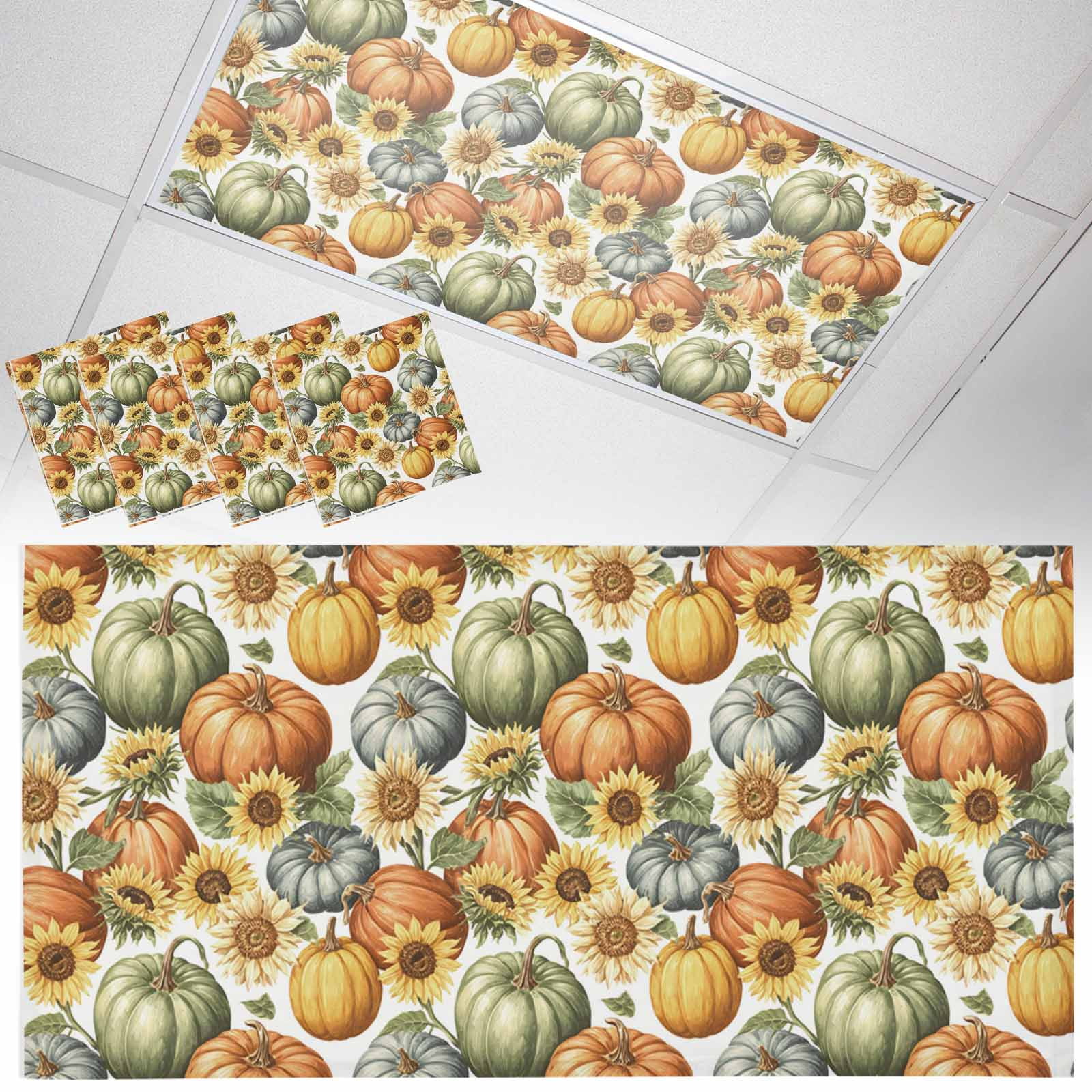 Fall Fluorescent Light Covers for Ceiling Lights Pumpkin Light Filters ...