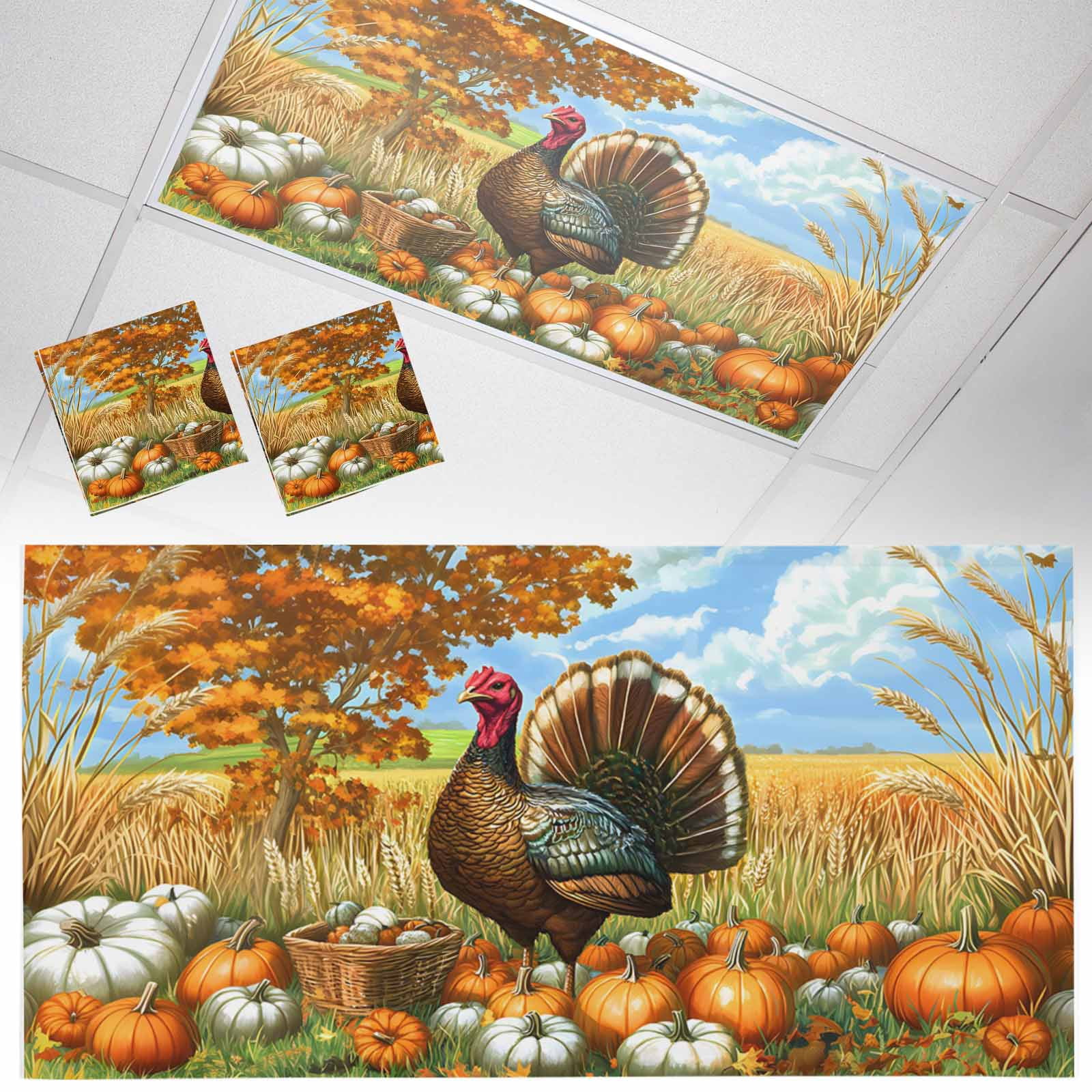 Fall Fluorescent Light Covers for Ceiling Lights Pumpkin Turkey Light ...