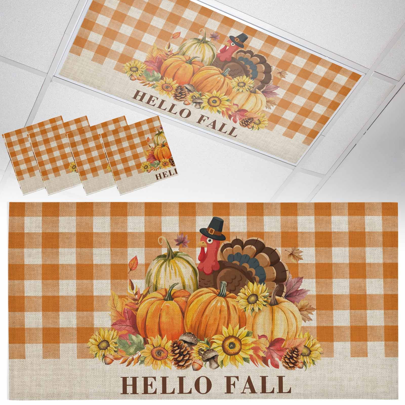 Fall Fluorescent Light Covers for Ceiling Lights Pumpkin Turkey ...