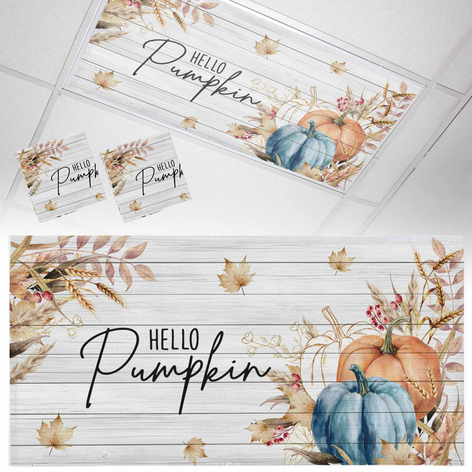 Fall Fluorescent Light Covers for Ceiling Lights Pumpkin Wheat Ears ...