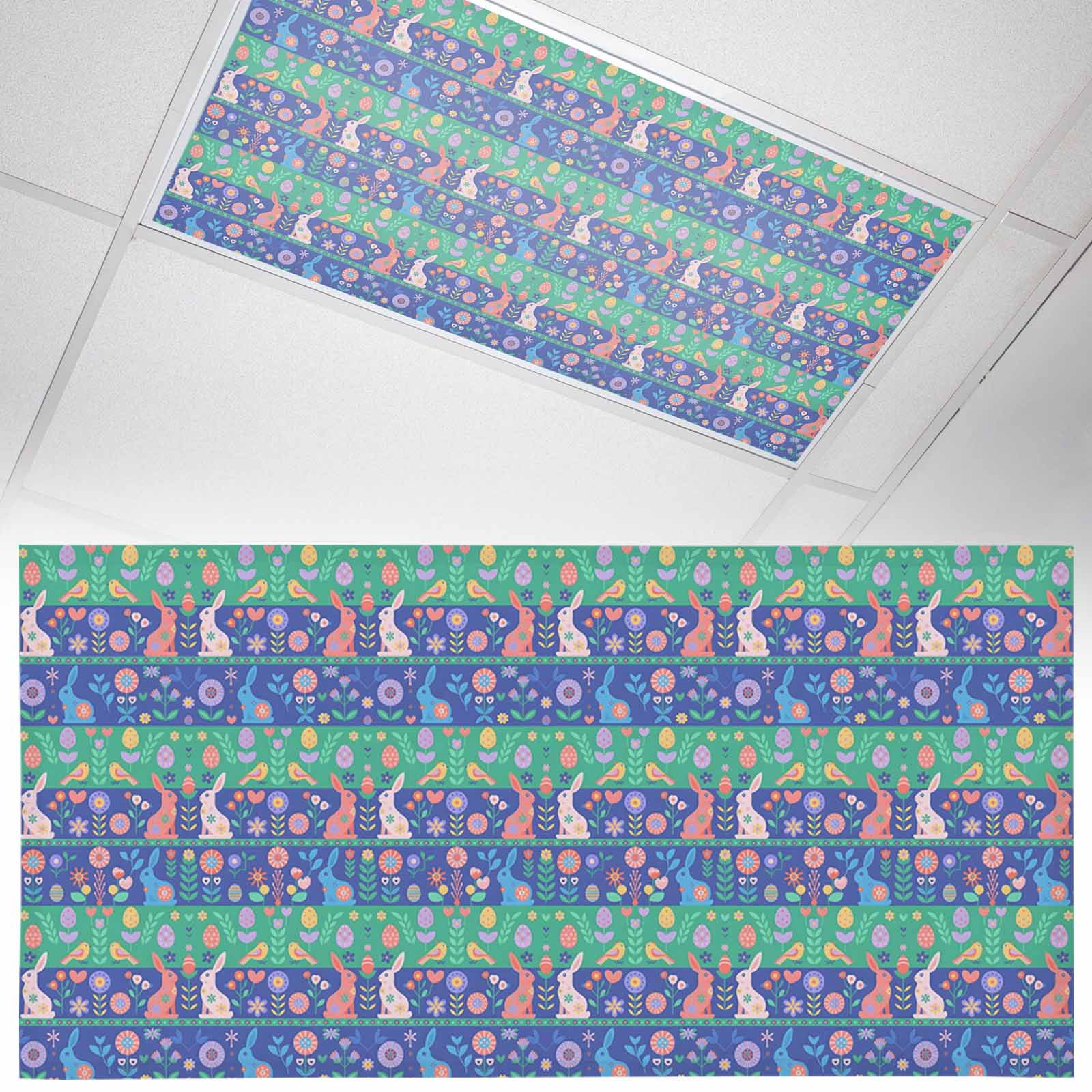 Fall Fluorescent Light Covers for Ceiling Lights Purple Green Bunny ...