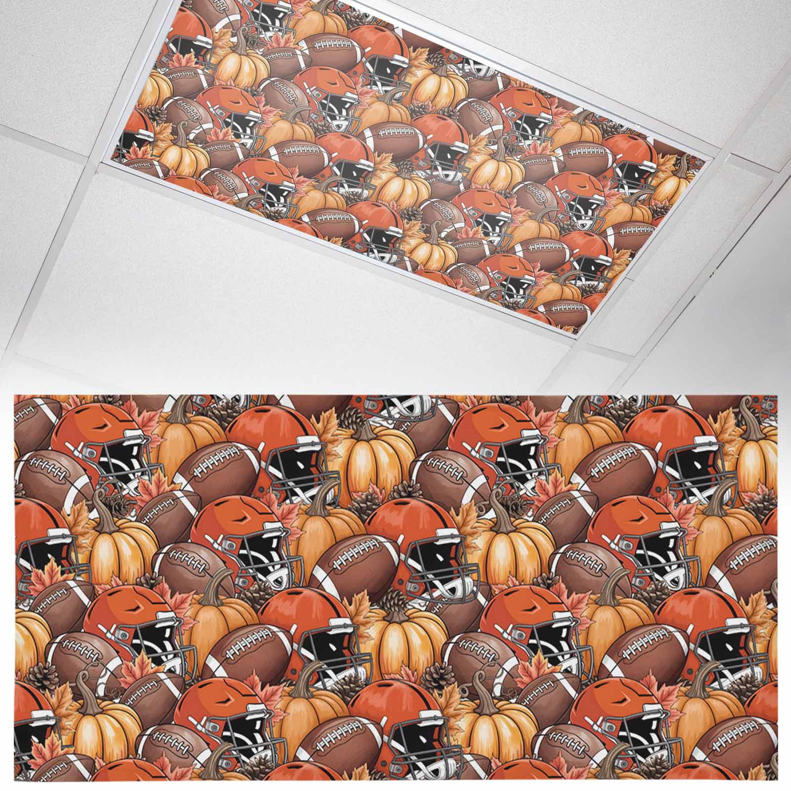 Fall Fluorescent Light Covers for Ceiling Lights Rugby Helmet Pumpkin ...