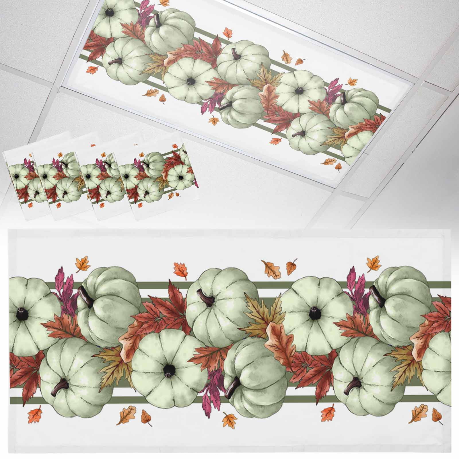 Fall Fluorescent Light Covers for Ceiling Lights Sage Green Pumpkin ...