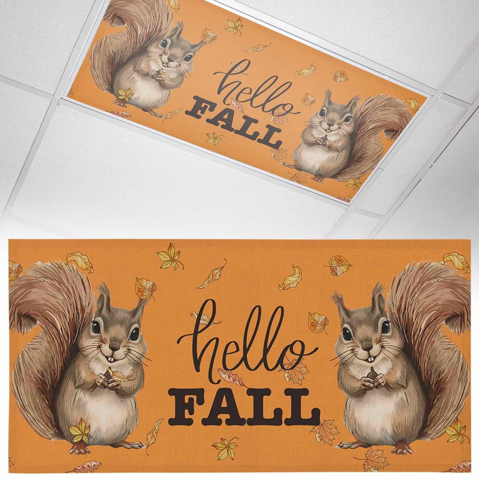 Fall Fluorescent Light Covers for Ceiling Lights Squirrel Leaves Light ...