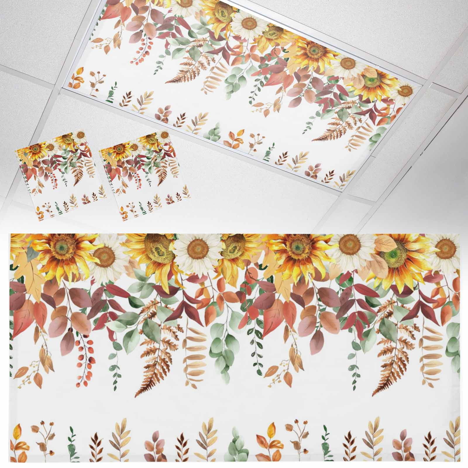 Fall Fluorescent Light Covers for Ceiling Lights Sunflower Leaf Light ...