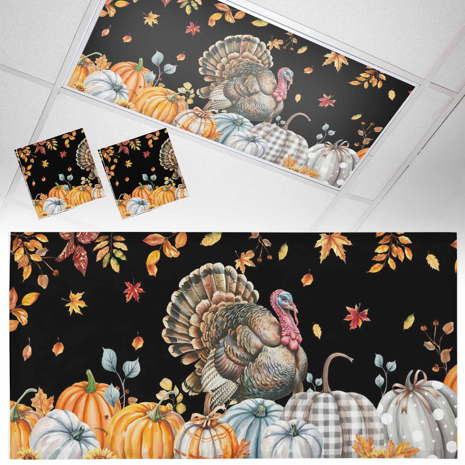 Fall Fluorescent Light Covers for Ceiling Lights Turkey Pumpkin Light ...