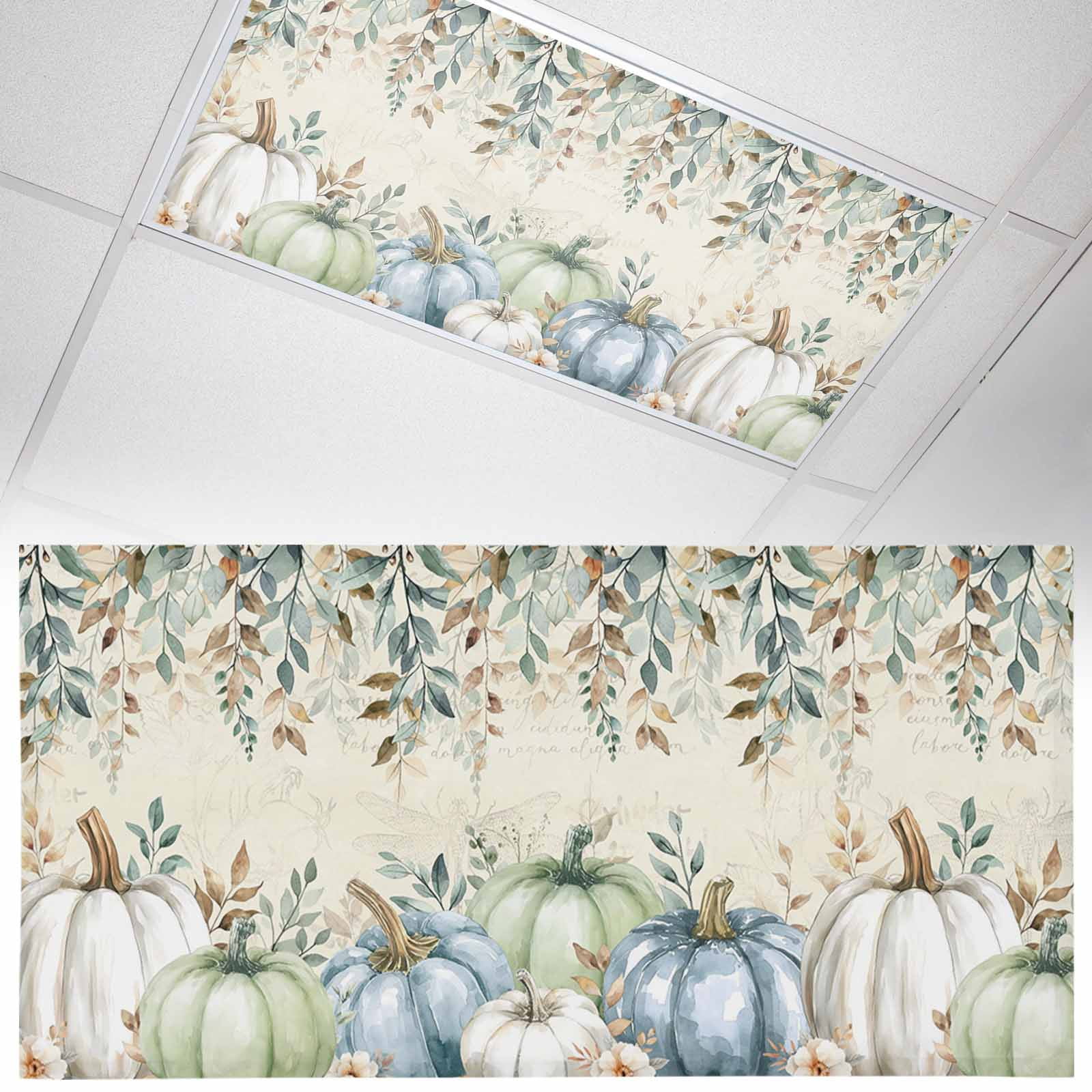 Fall Fluorescent Light Covers for Ceiling Lights White Blue Pumpkin ...