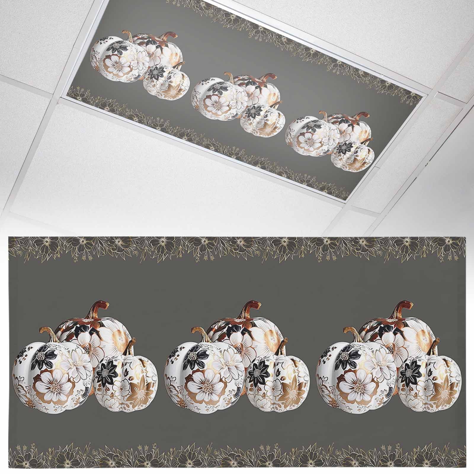 Fall Fluorescent Light Covers for Ceiling Lights White Pumpkin Flower ...