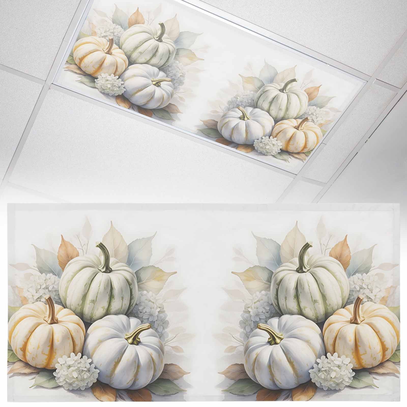 Fall Fluorescent Light Covers for Ceiling Lights White Pumpkin Light ...