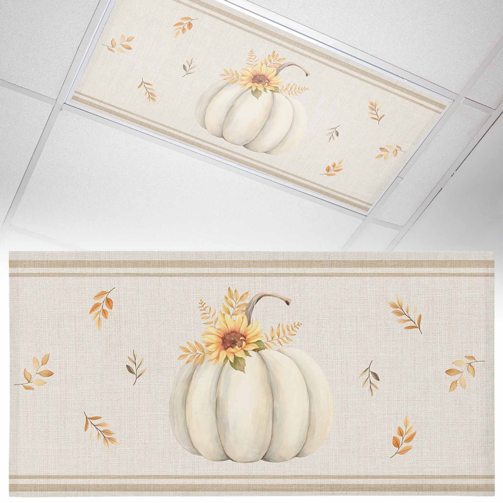 Fall Fluorescent Light Covers for Ceiling Lights White Pumpkin Light ...