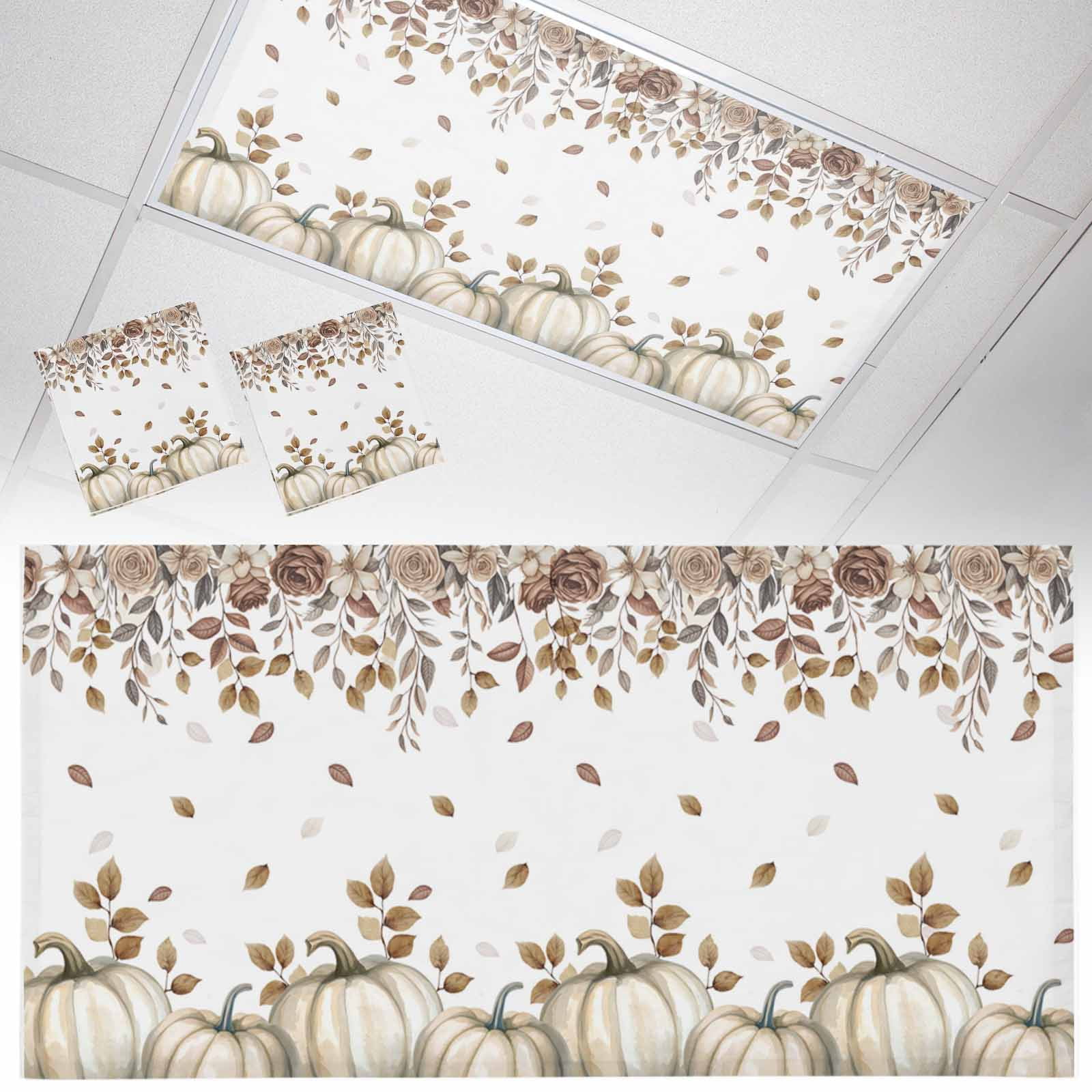 Fall Fluorescent Light Covers for Ceiling Lights White Pumpkin Light ...