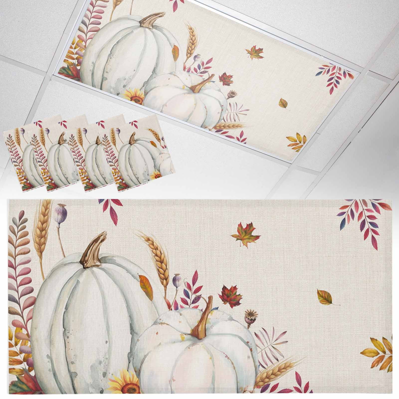 Fall Fluorescent Light Covers for Ceiling Lights White Pumpkin Magnetic ...