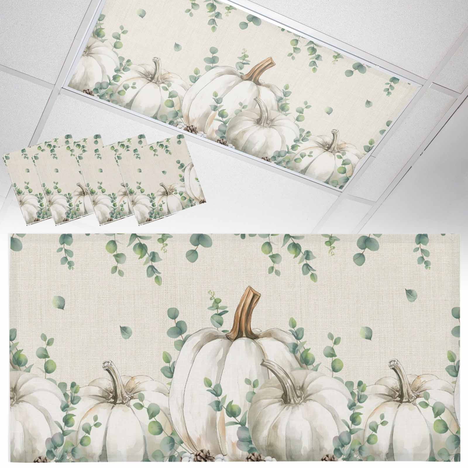 Fall Fluorescent Light Covers for Ceiling Lights White Pumpkin Light ...