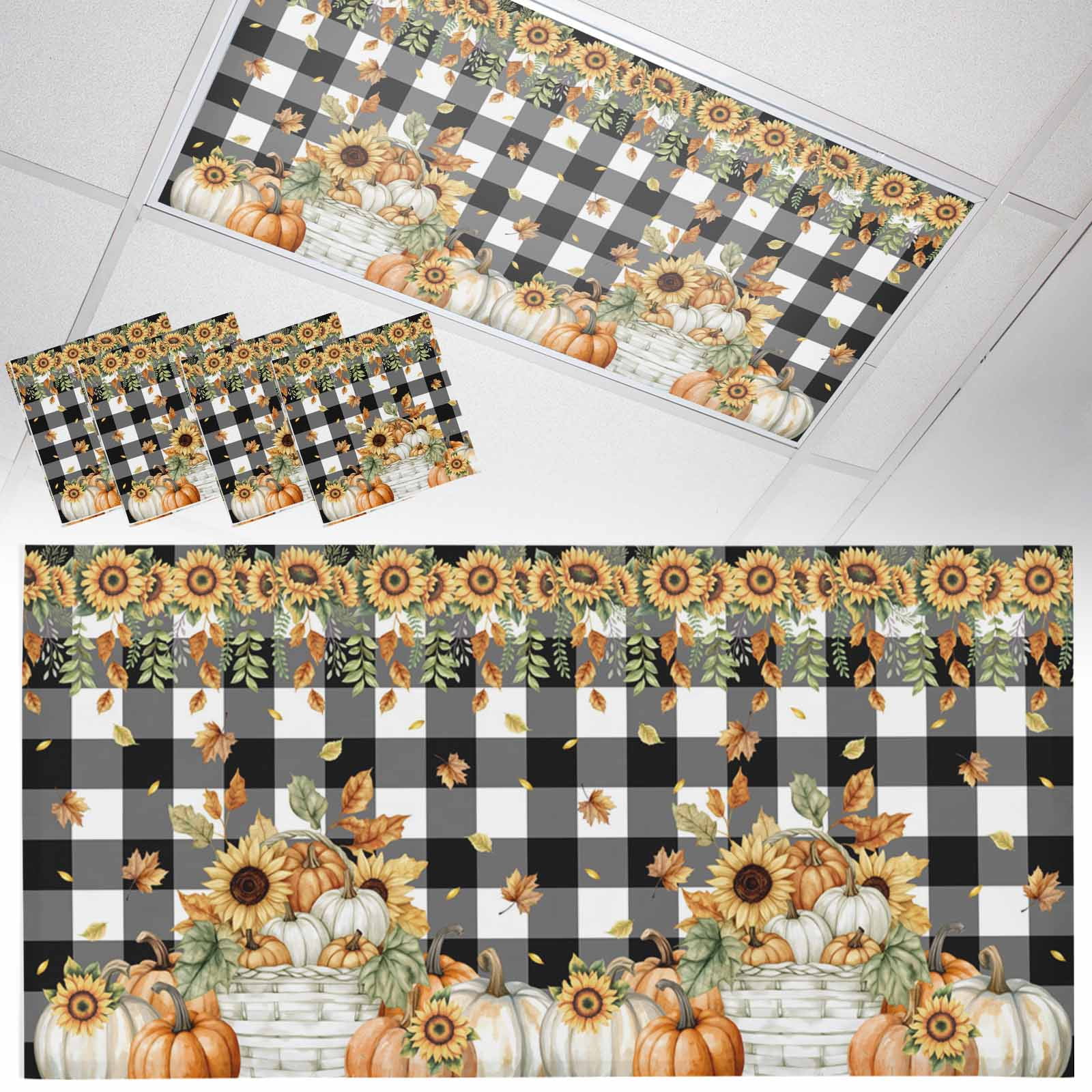 Fall Fluorescent Light Covers for Ceiling Lights White Pumpkin Light ...