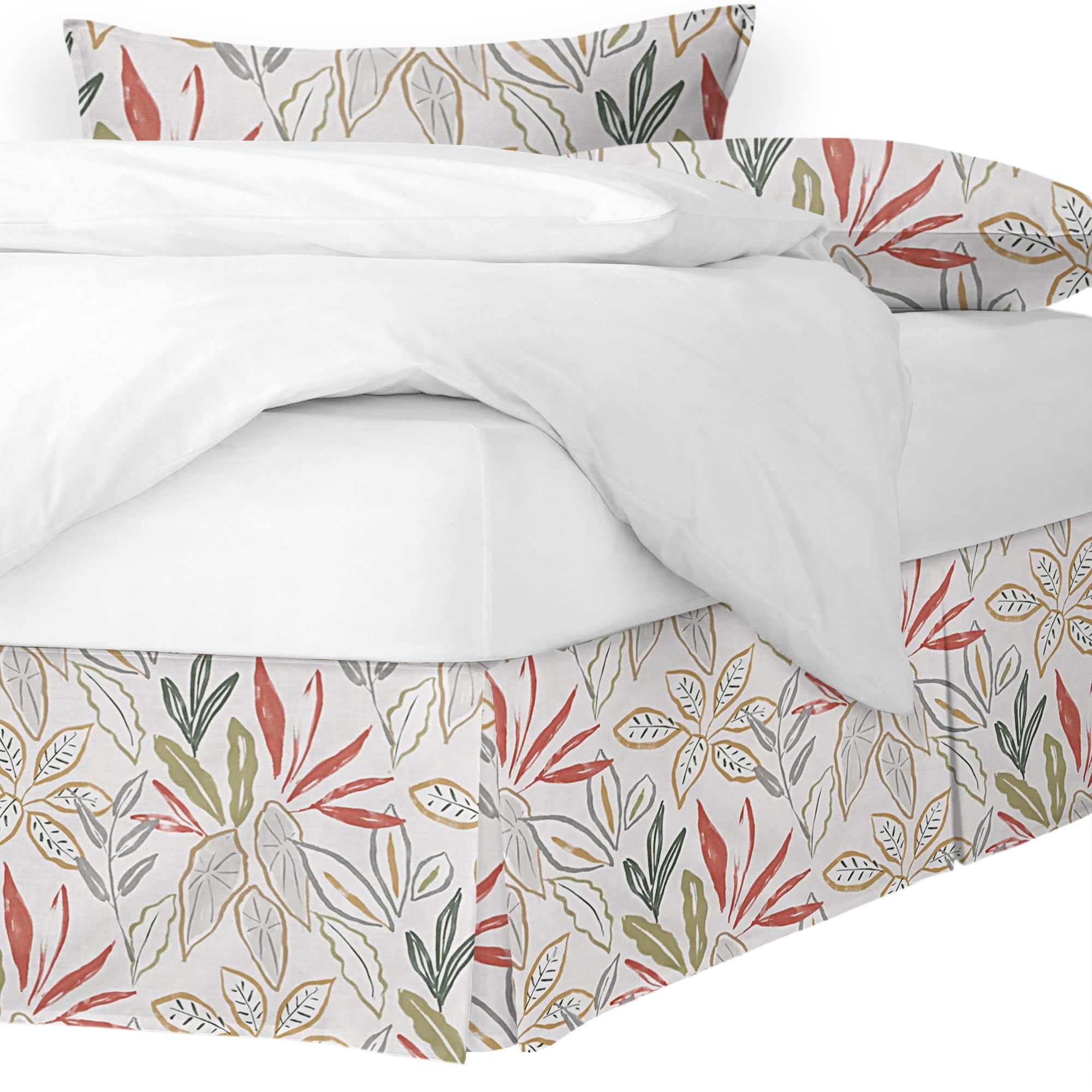 Fall Foliage Beige Platform Bed Skirt Queen 15" Drop - Walmart.com